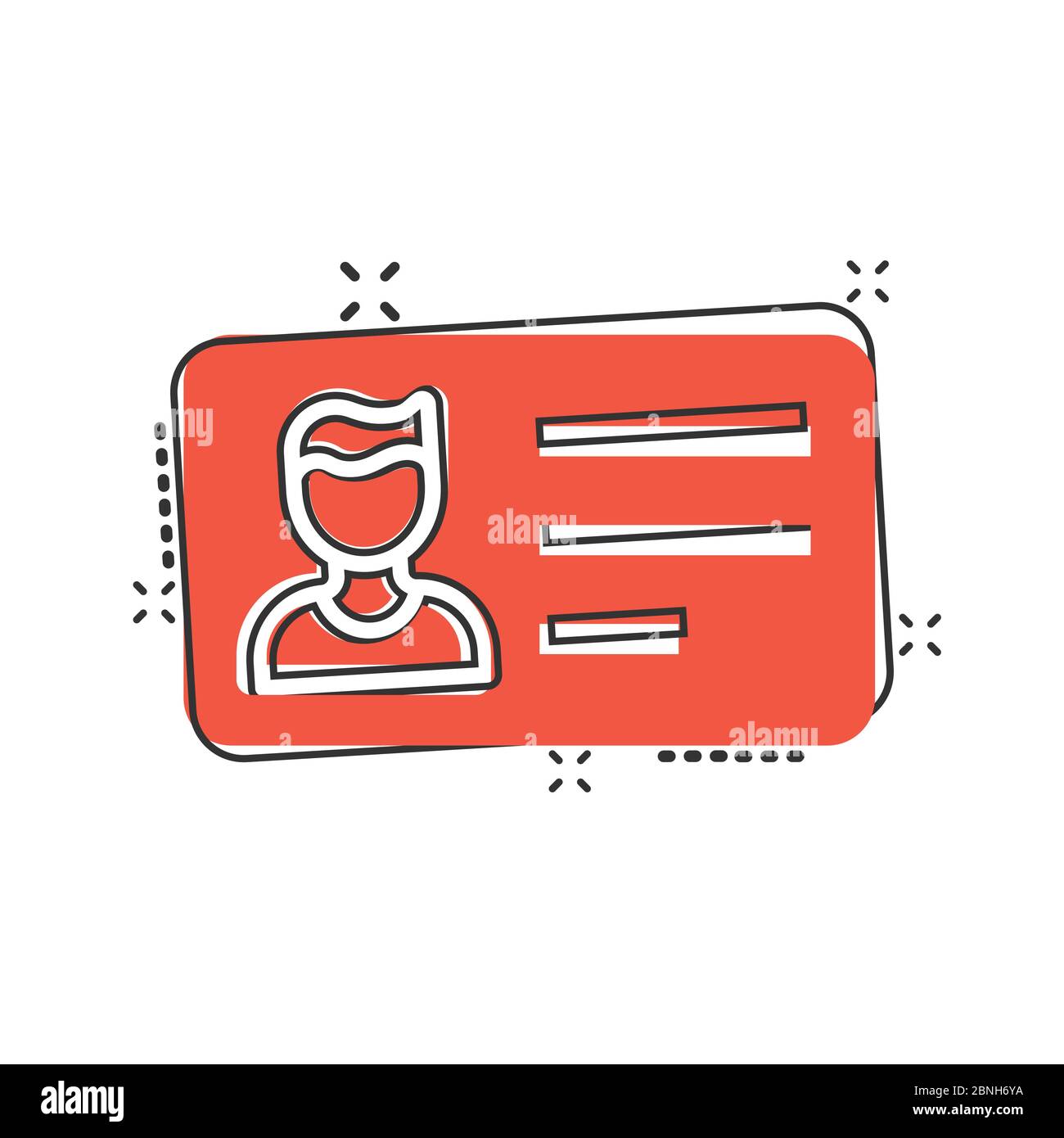 Id card icon in comic style. Identity tag cartoon vector illustration ...
