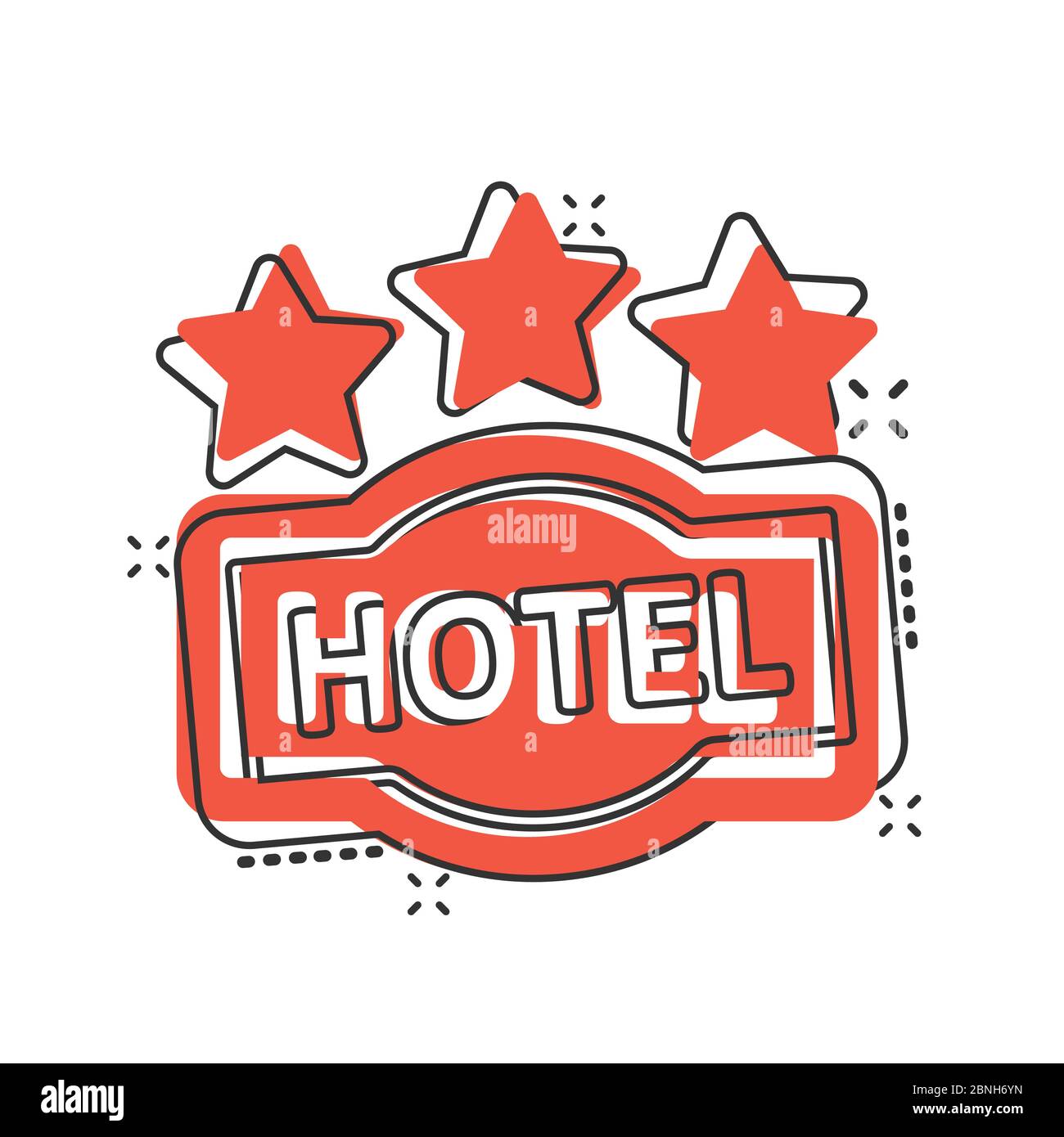Hotel 3 stars sign icon in comic style. Inn cartoon vector illustration ...