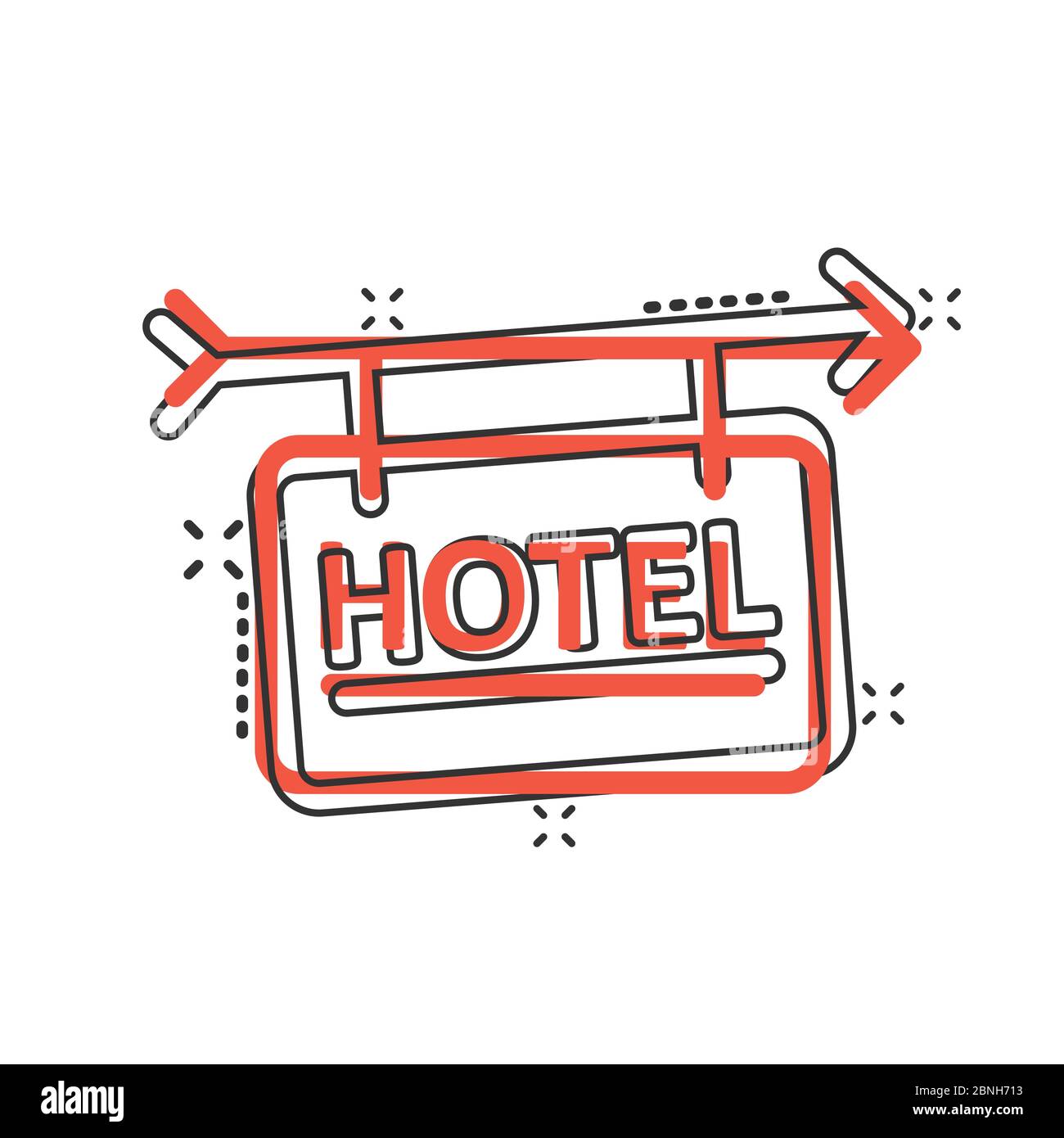Hotel sign icon in comic style. Inn cartoon vector illustration on ...