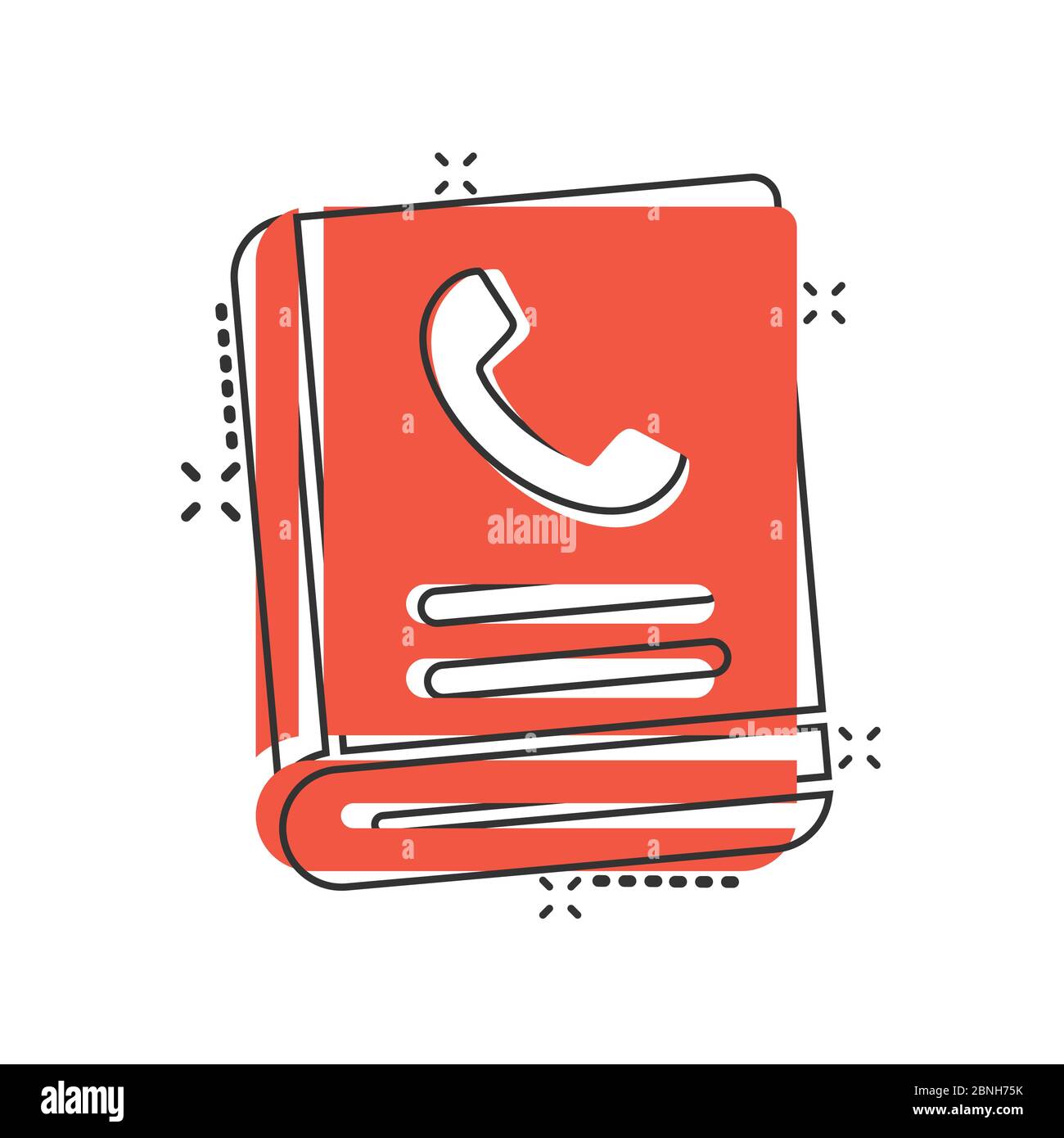 Address phone book icon in comic style. Telephone notebook cartoon ...