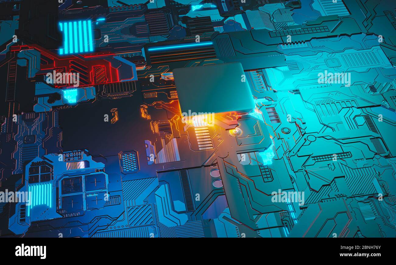 Abstract high tech electronic PCB (Printed circuit board) background in ...