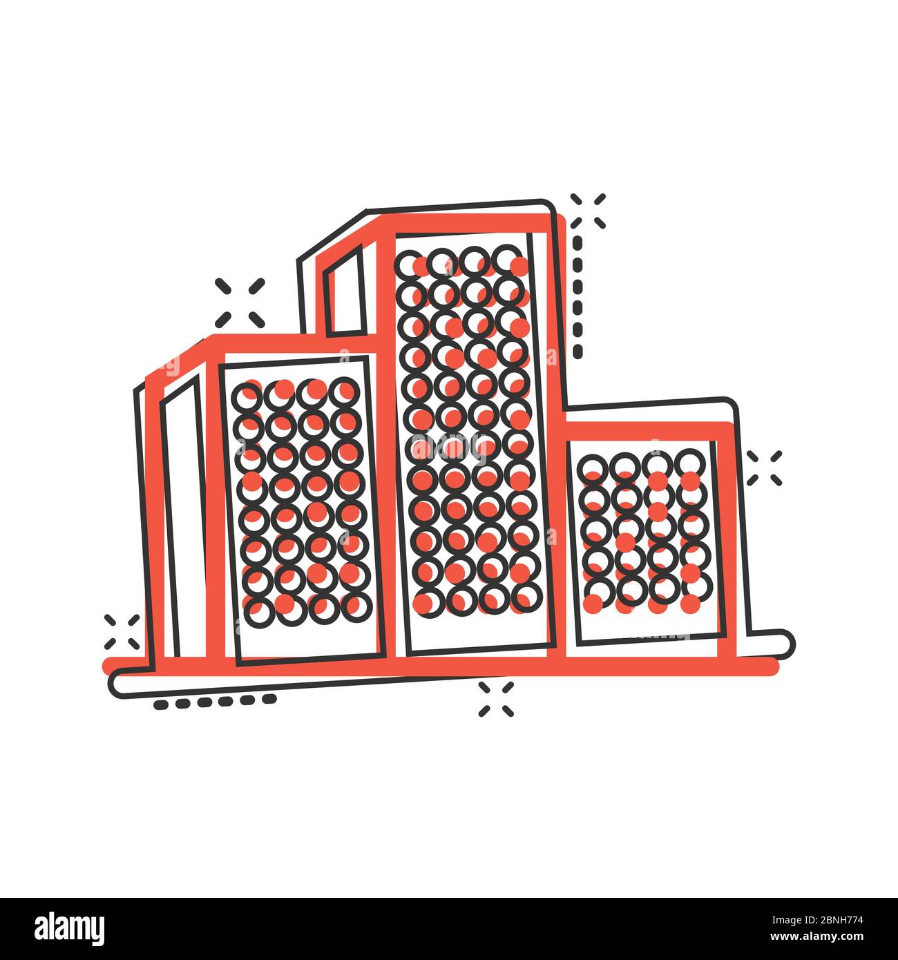 Building icon in comic style. Town skyscraper apartment cartoon vector ...