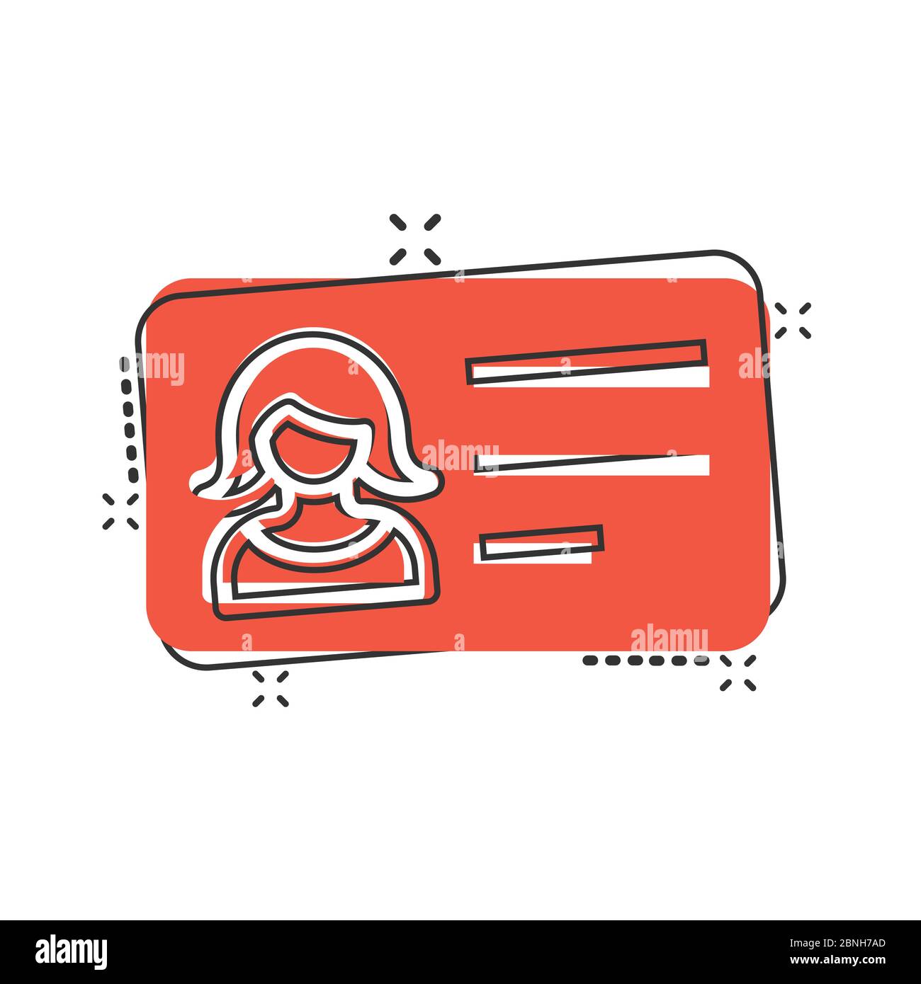 Women id card icon in comic style. Identity tag cartoon vector ...