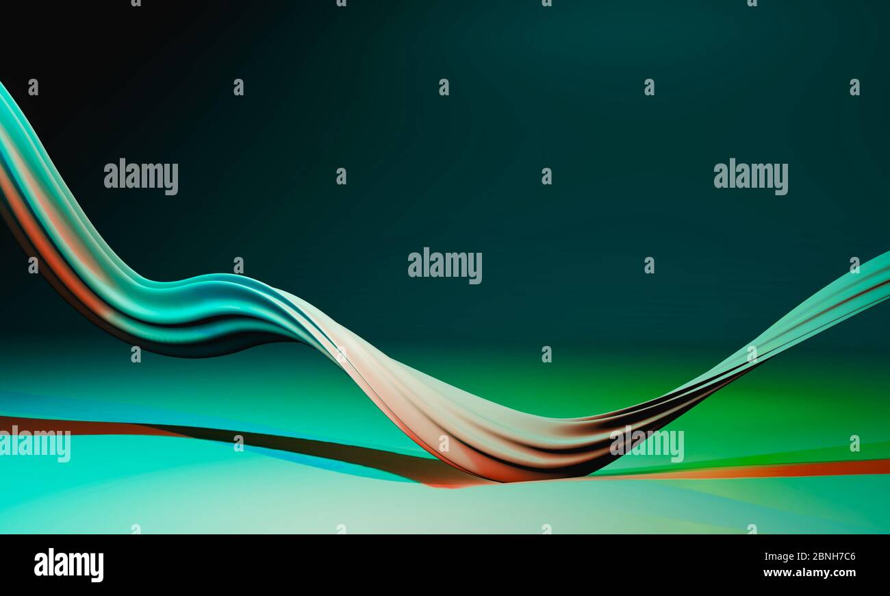 Abstract colorful liquid, brush stroke line on cyan and orange ...