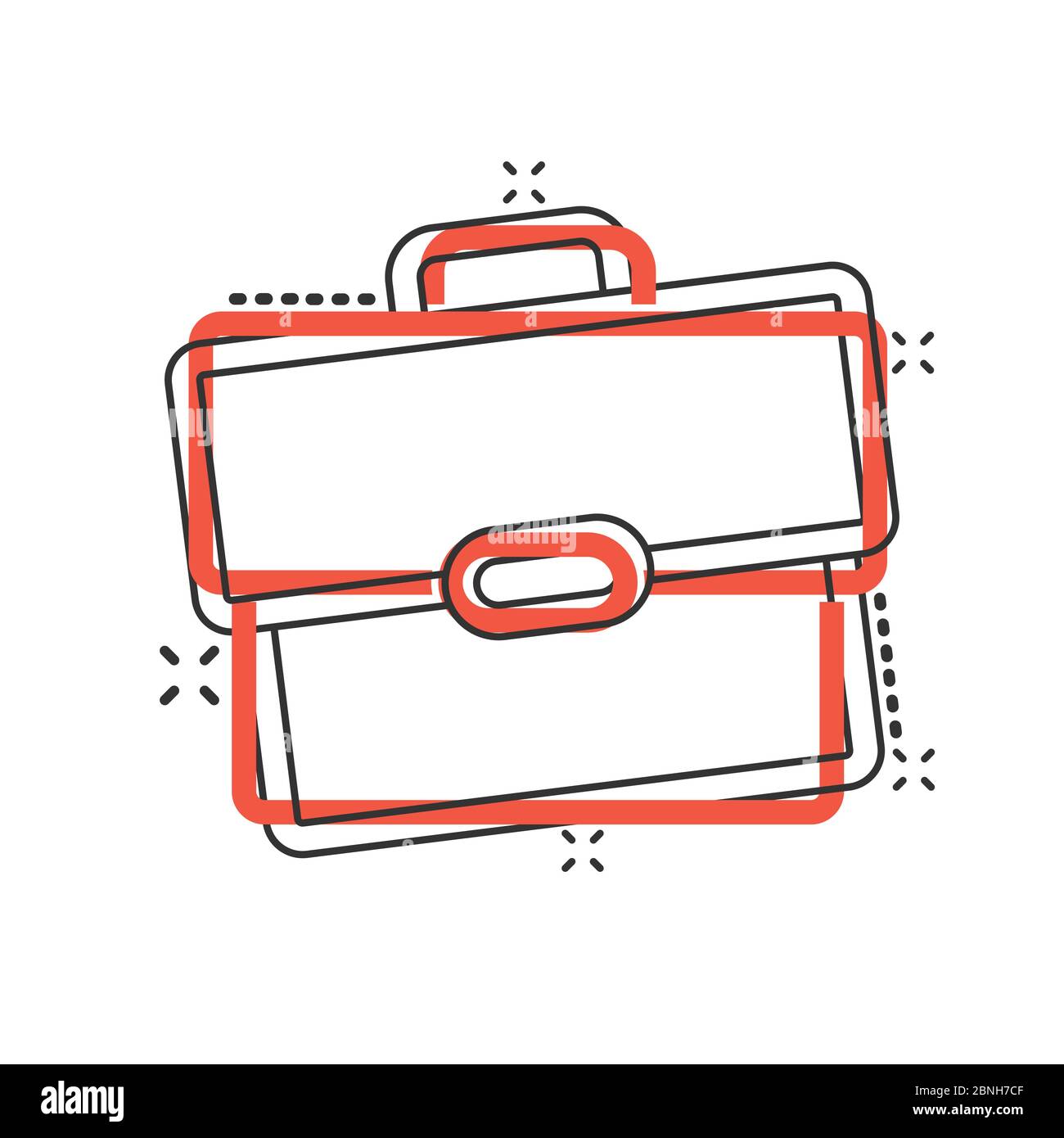 Briefcase icon in comic style. Businessman bag cartoon vector ...