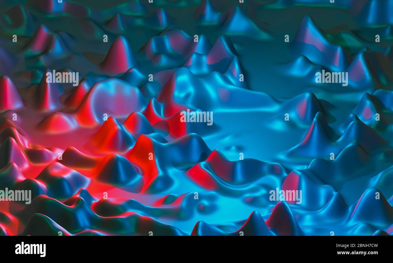 Abstract colorful liquid, plasma background in blue and red color. 3D ...