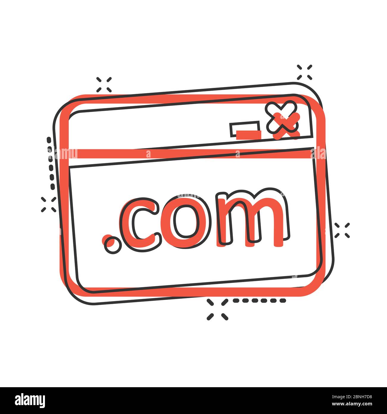 Website domain icon in comic style. Com internet address cartoon vector ...