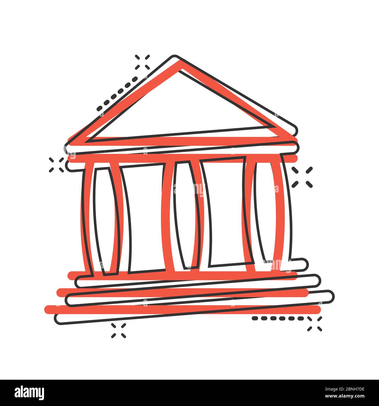 Bank building icon in comic style. Government architecture cartoon ...