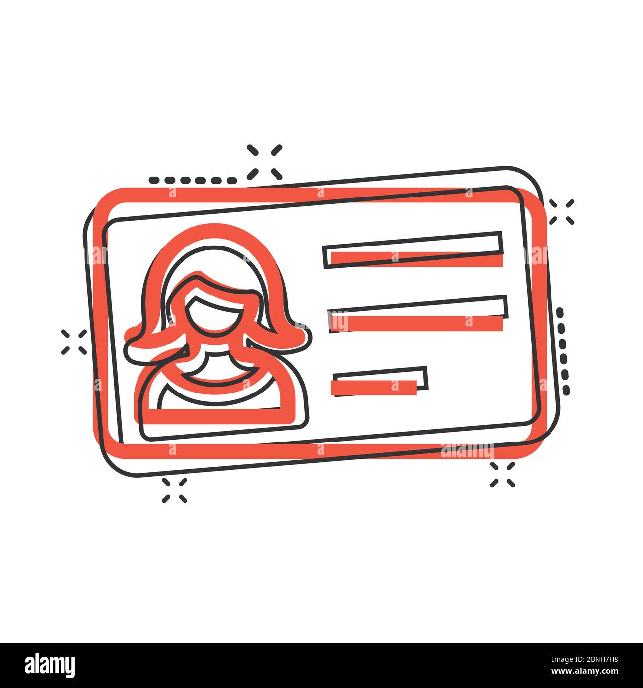 Women id card icon in comic style. Identity tag cartoon vector ...