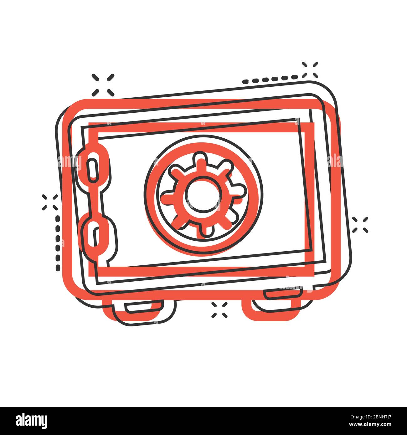 Safe money icon in comic style. Strongbox cartoon vector illustration ...