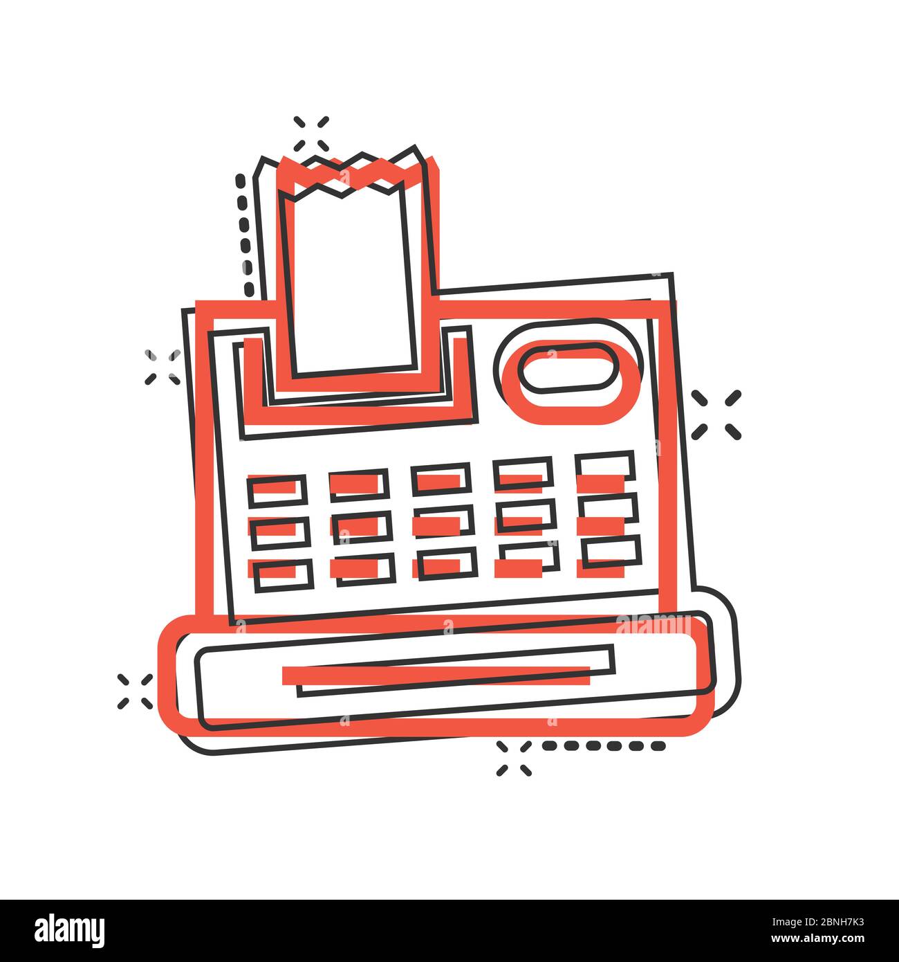 Cash register icon in comic style. Check machine cartoon vector ...