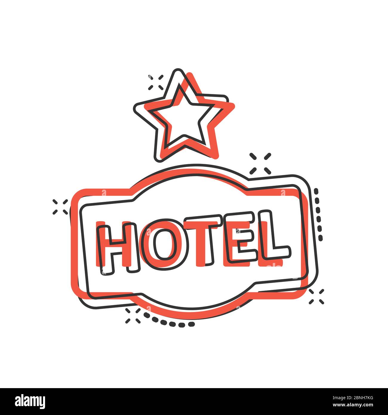Hotel 1 star sign icon in comic style. Inn cartoon vector illustration ...