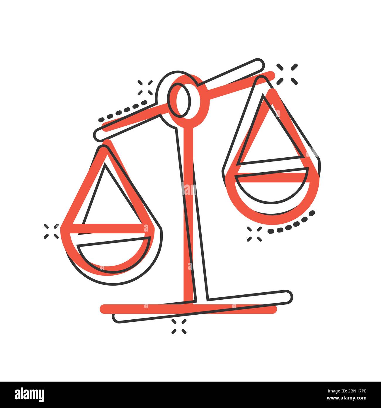 Scale balance icon in comic style. Justice cartoon vector illustration ...