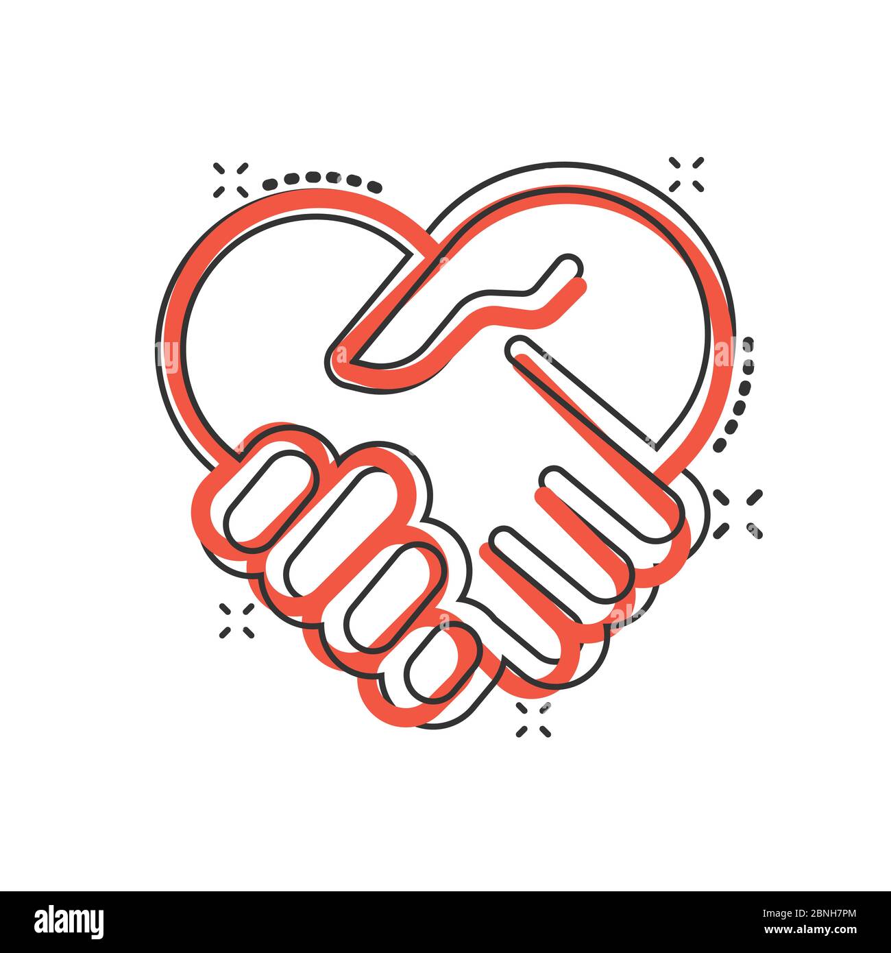 Handshake icon in comic style. Partnership deal cartoon vector ...