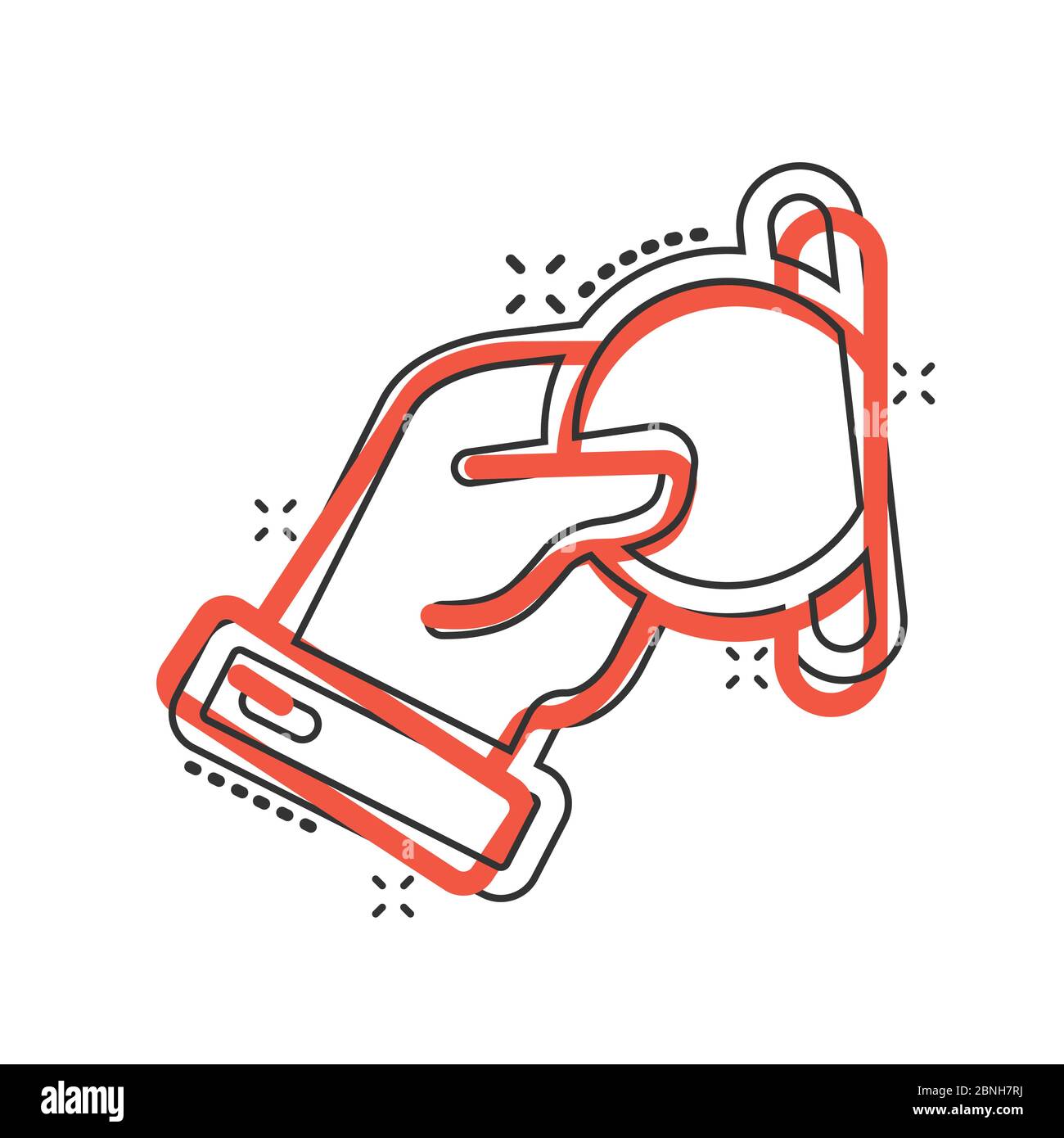 Remuneration icon in comic style. Money in hand cartoon vector ...