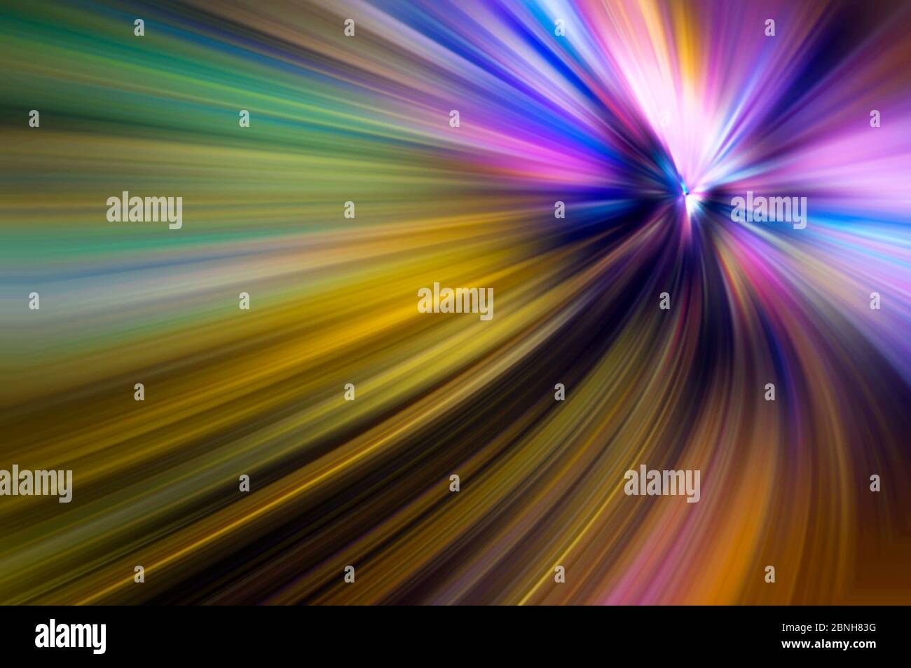 Abstract big data, colorful fibers, rays tunnel background in violet ...