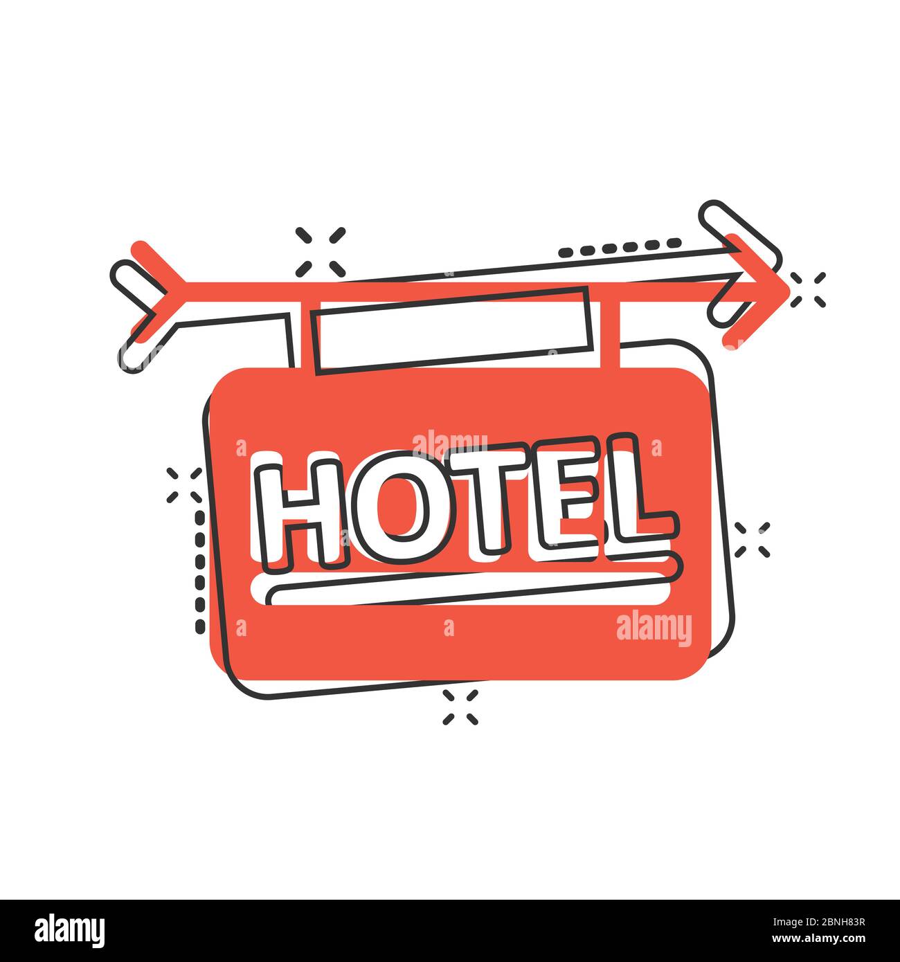Hotel sign icon in comic style. Inn cartoon vector illustration on ...