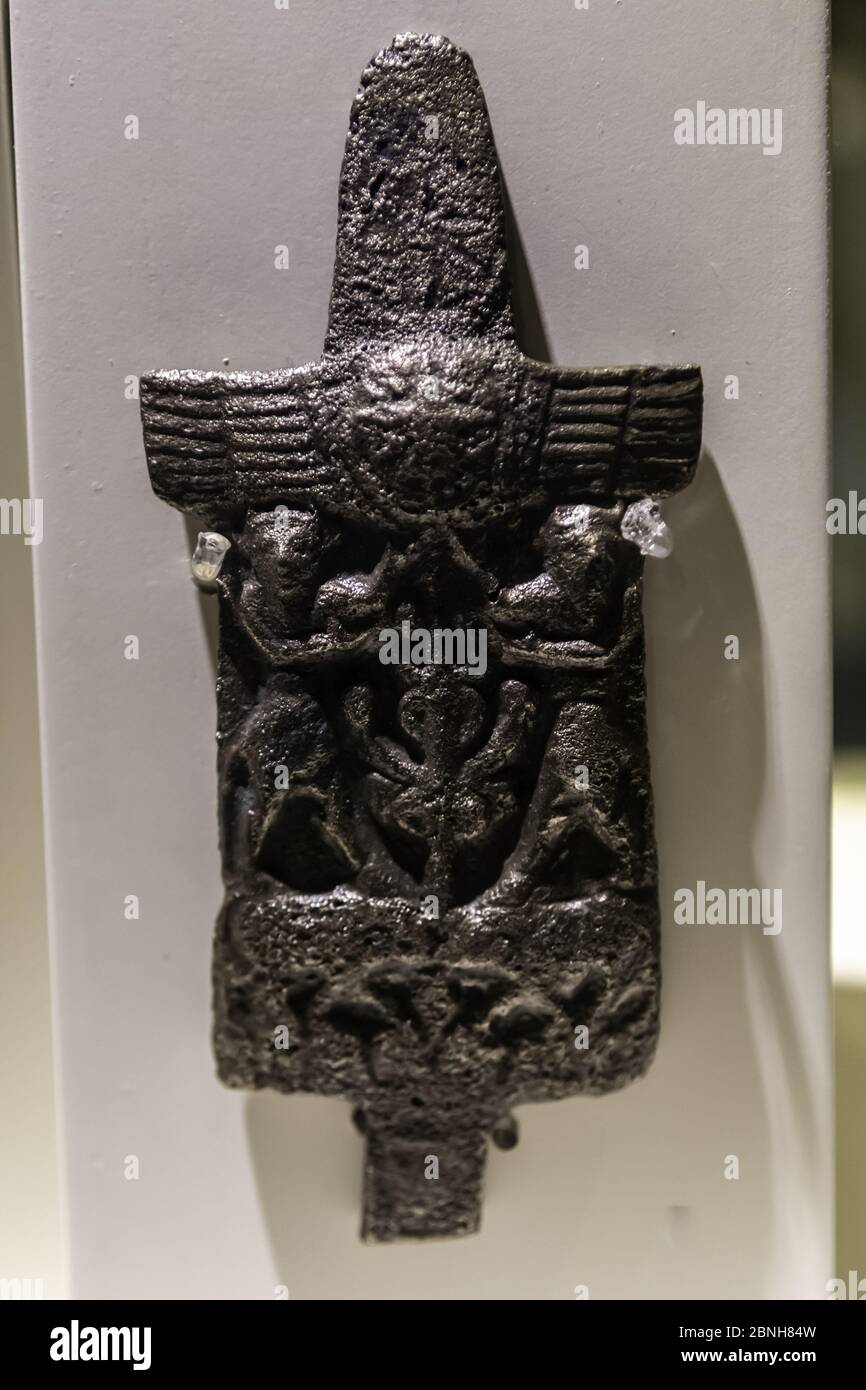 Vertical shot of Hittite idol from Hittite monuments displayed in a ...