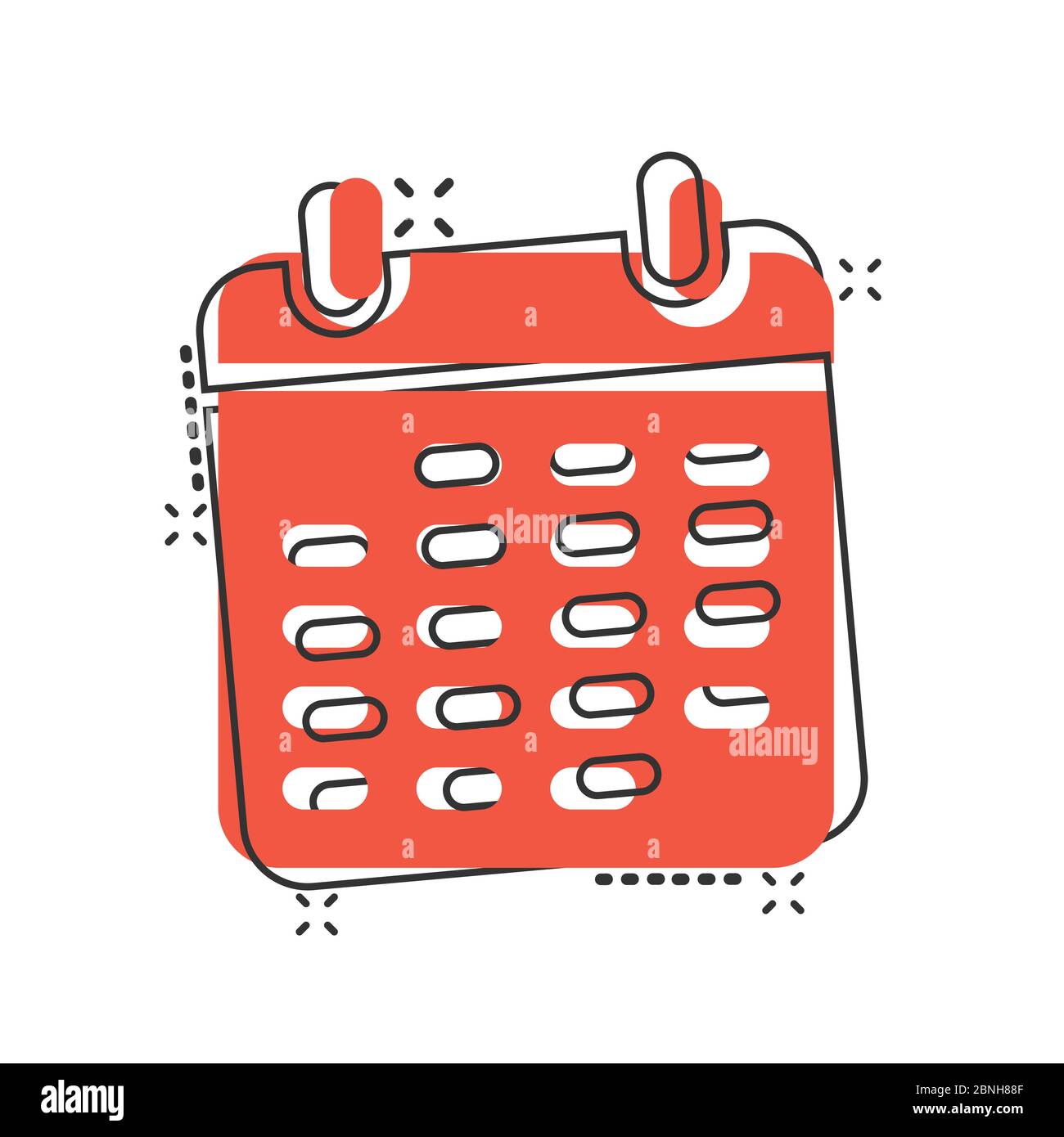 Calendar icon in comic style. Agenda cartoon vector illustration on ...