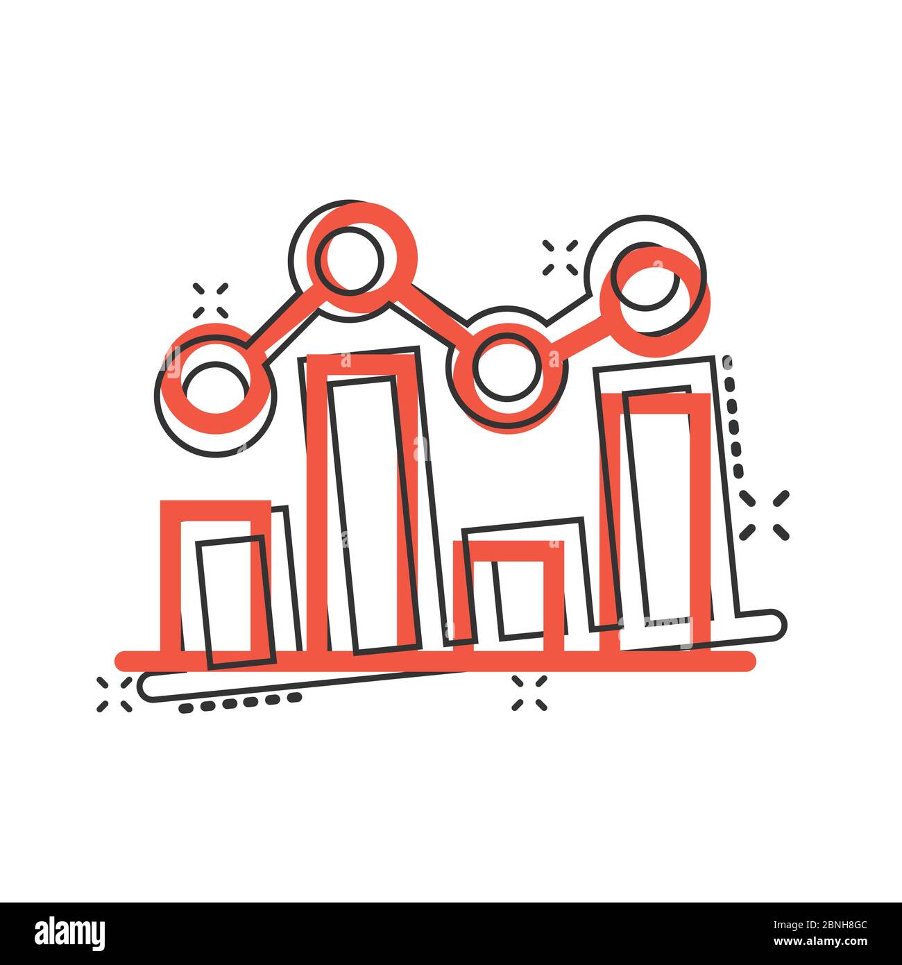 Chart graph icon in comic style. Arrow grow cartoon vector illustration ...