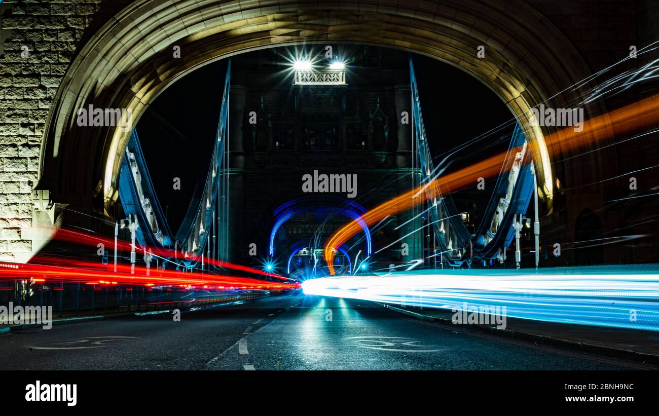 London's Tower Bridge Light Trails Stock Photo - Alamy