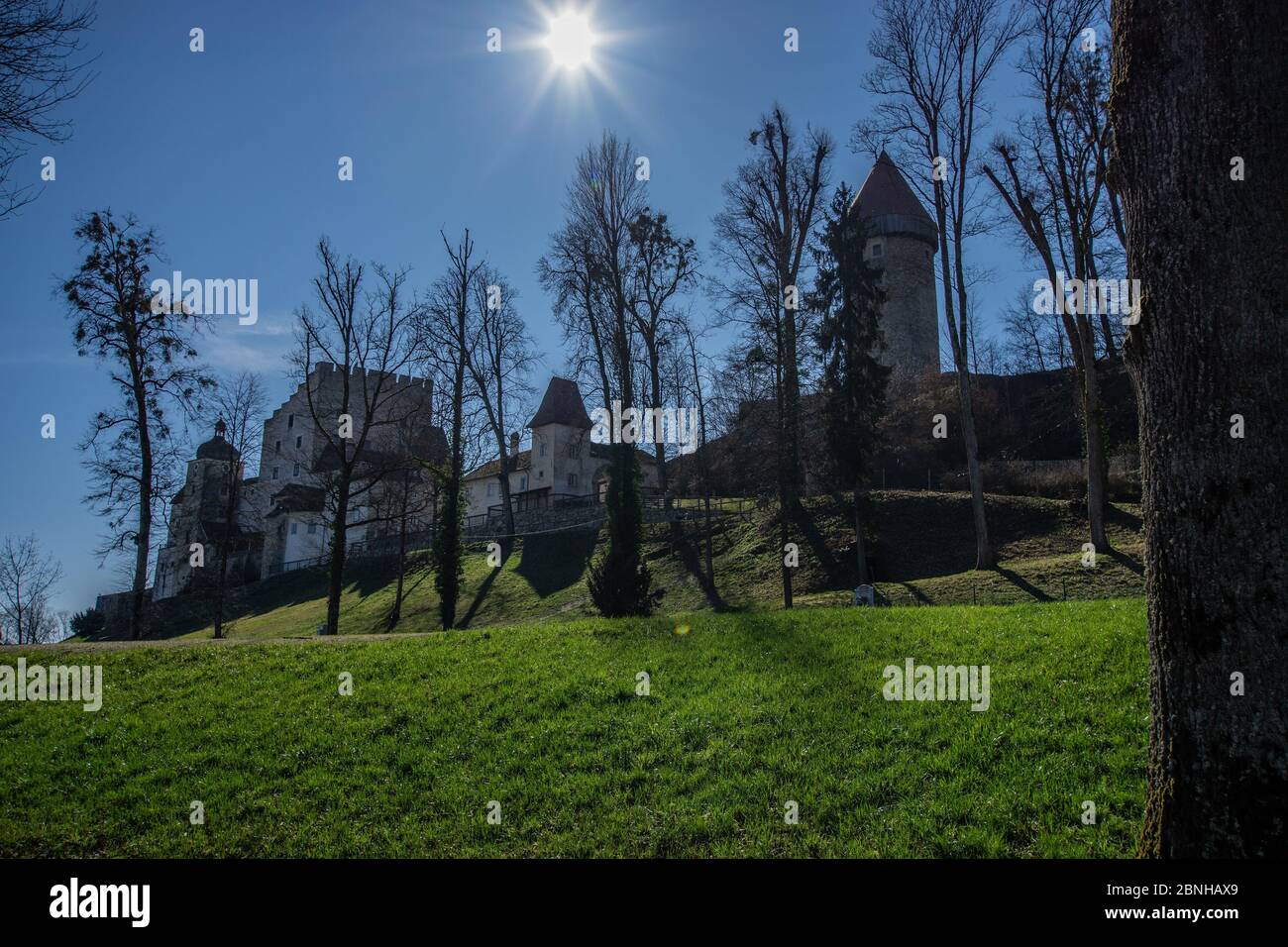 The medieval Clam castle in Austria, Perg im Unteren Muehlviertel Stock ...