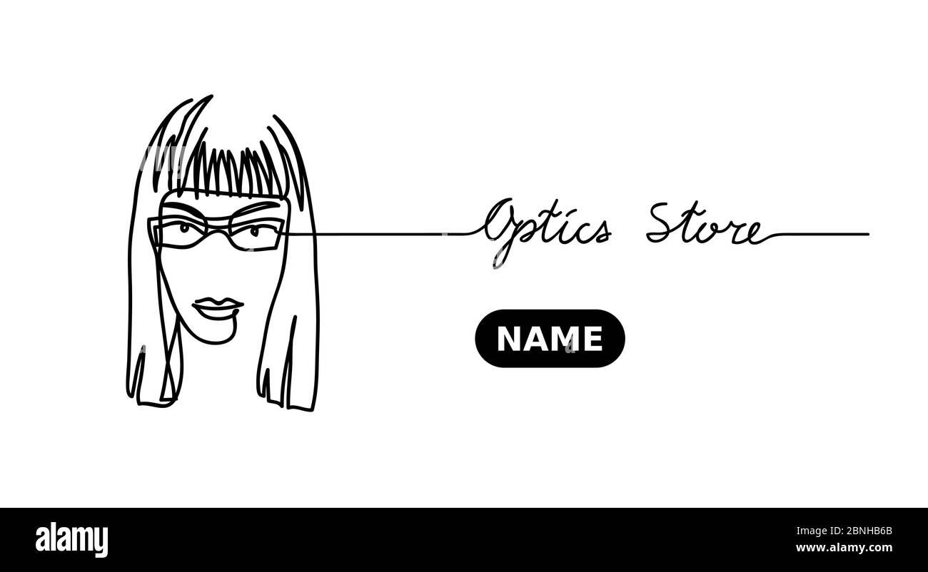Glasses and woman face. Optics store, vector sign, banner. Optical ...