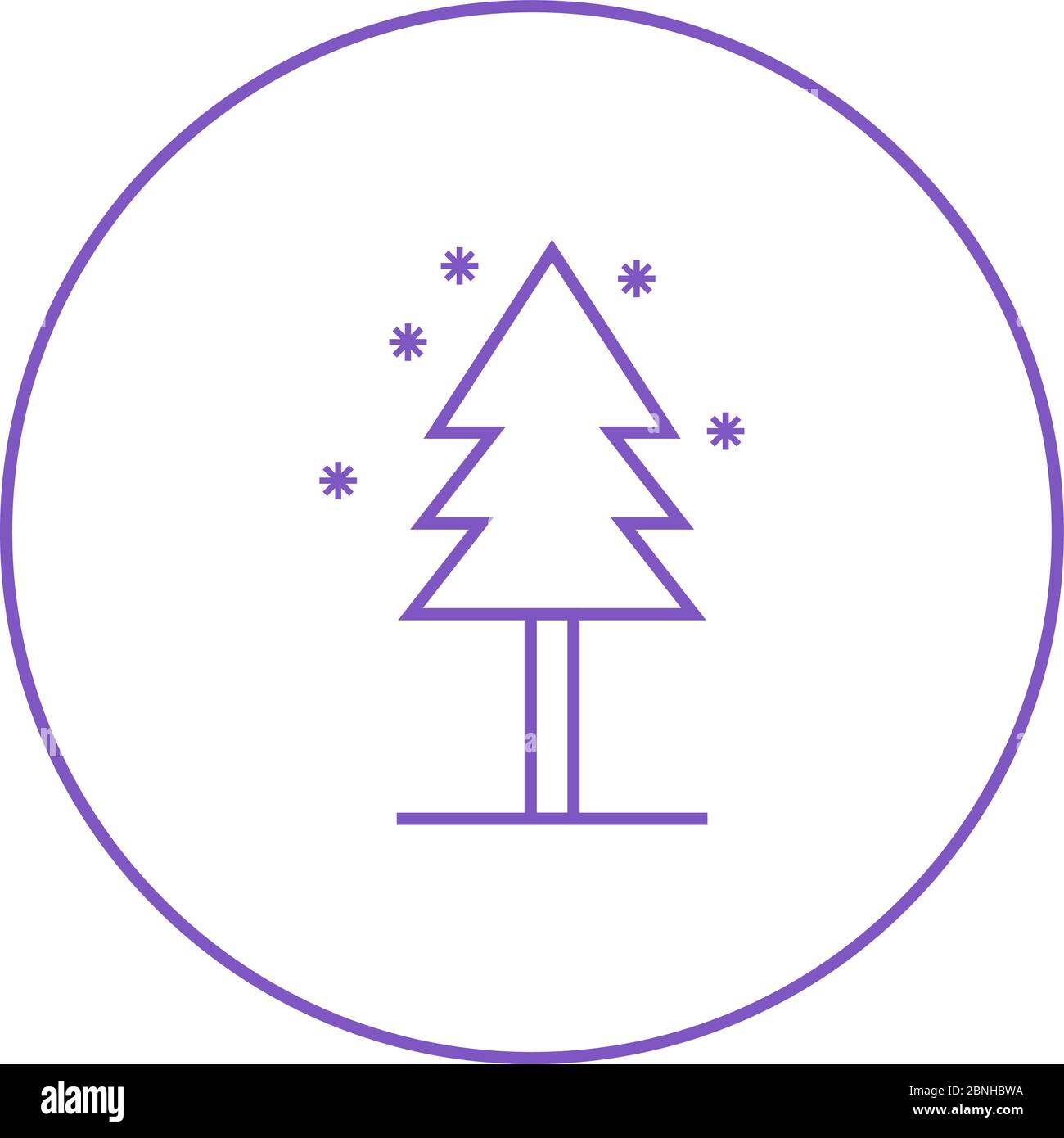 Beautiful Tree in snowfall Line Vector Icon Stock Vector Image & Art ...