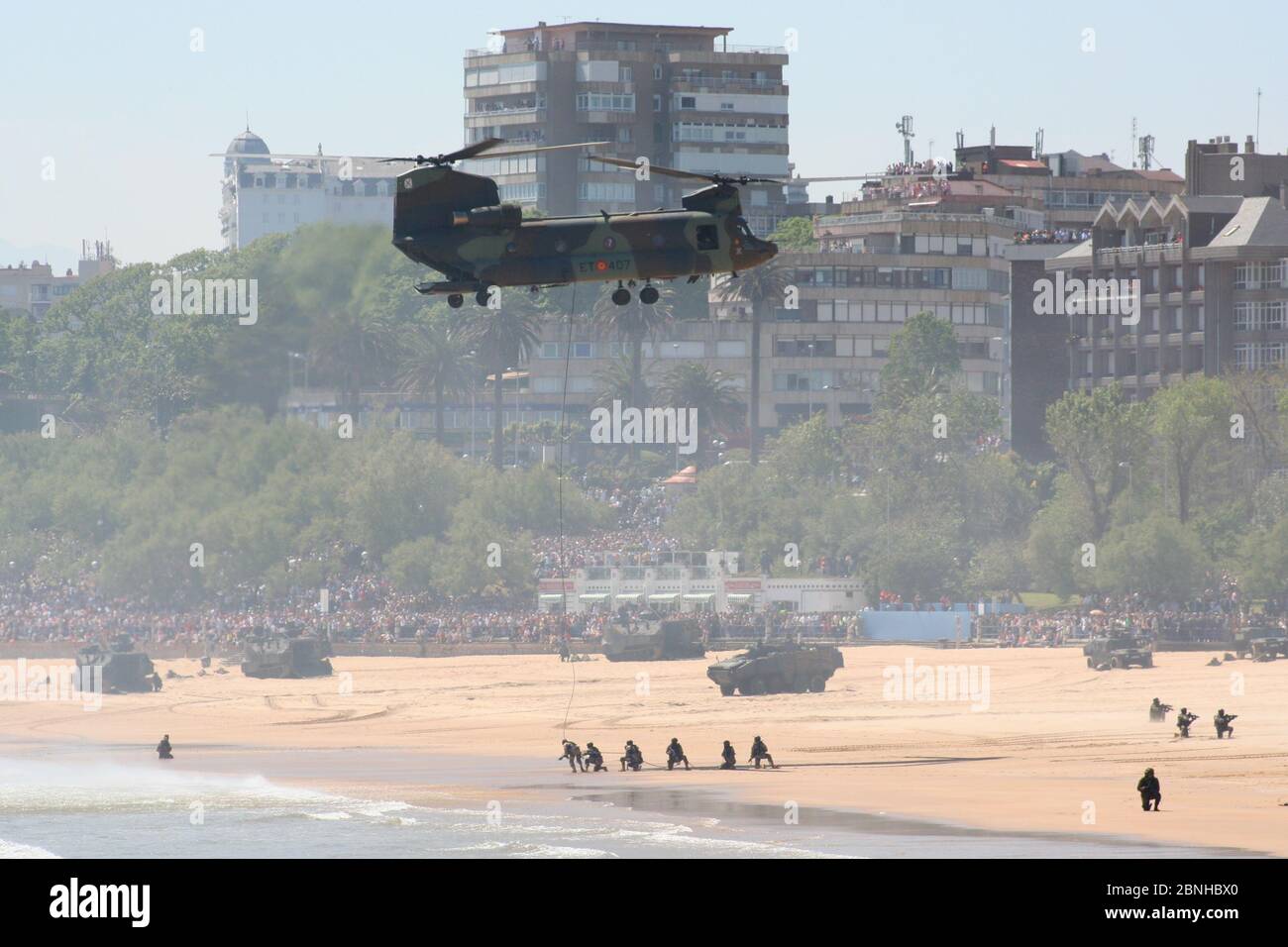 Series 59 of 165 Boeing CH47D Chinook helicopter in flight with rear ...