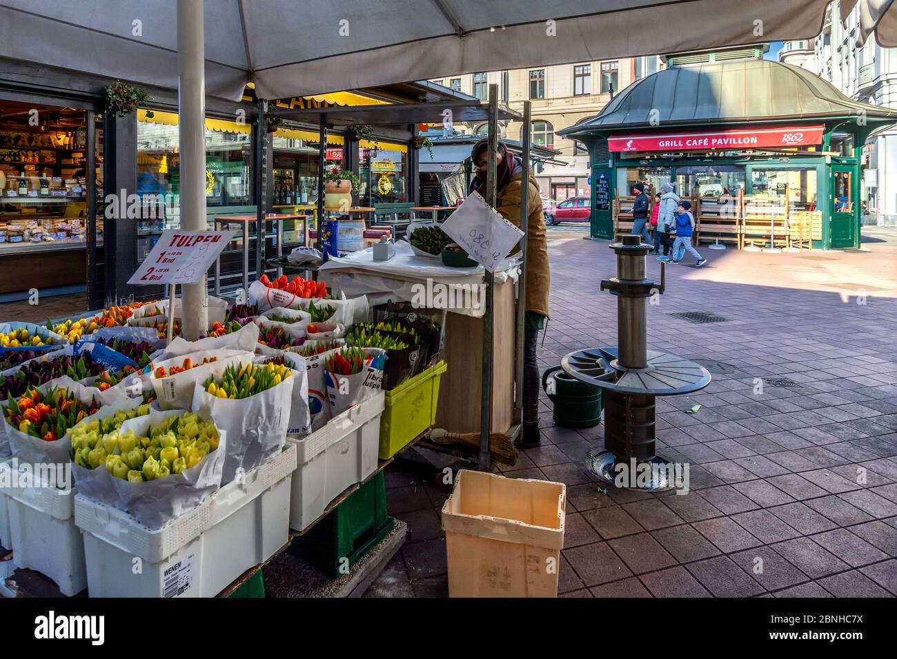 Naschmarkt in Vienna. It is a famous food, souvenir and flea market in ...