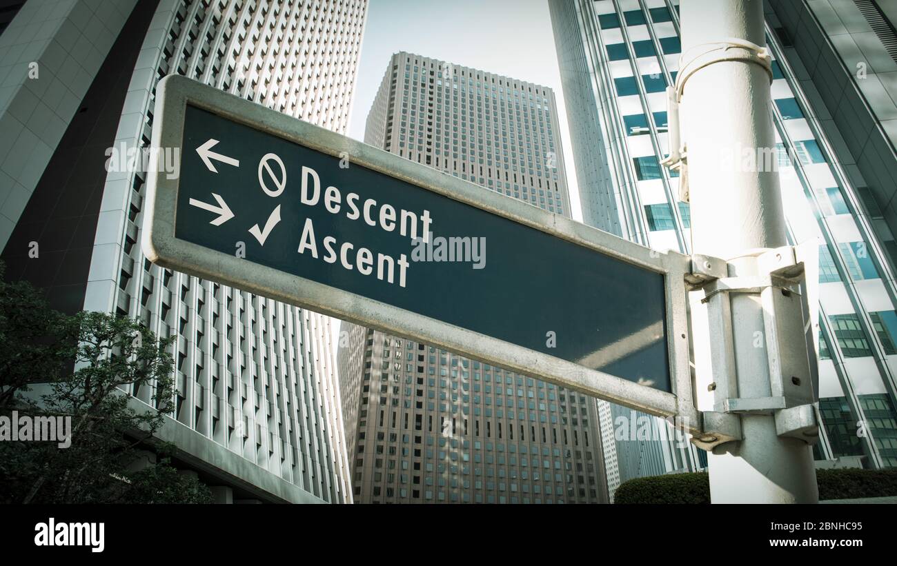 Street Sign the Direction Way to Ascent versus Descent Stock Photo - Alamy