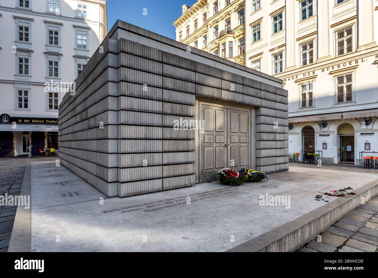 Holocaust memorial situated on the judenplatz in Vienna, Austria Stock ...