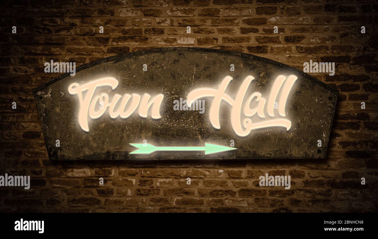 Street Sign the Direction Way to Town Hall Stock Photo - Alamy