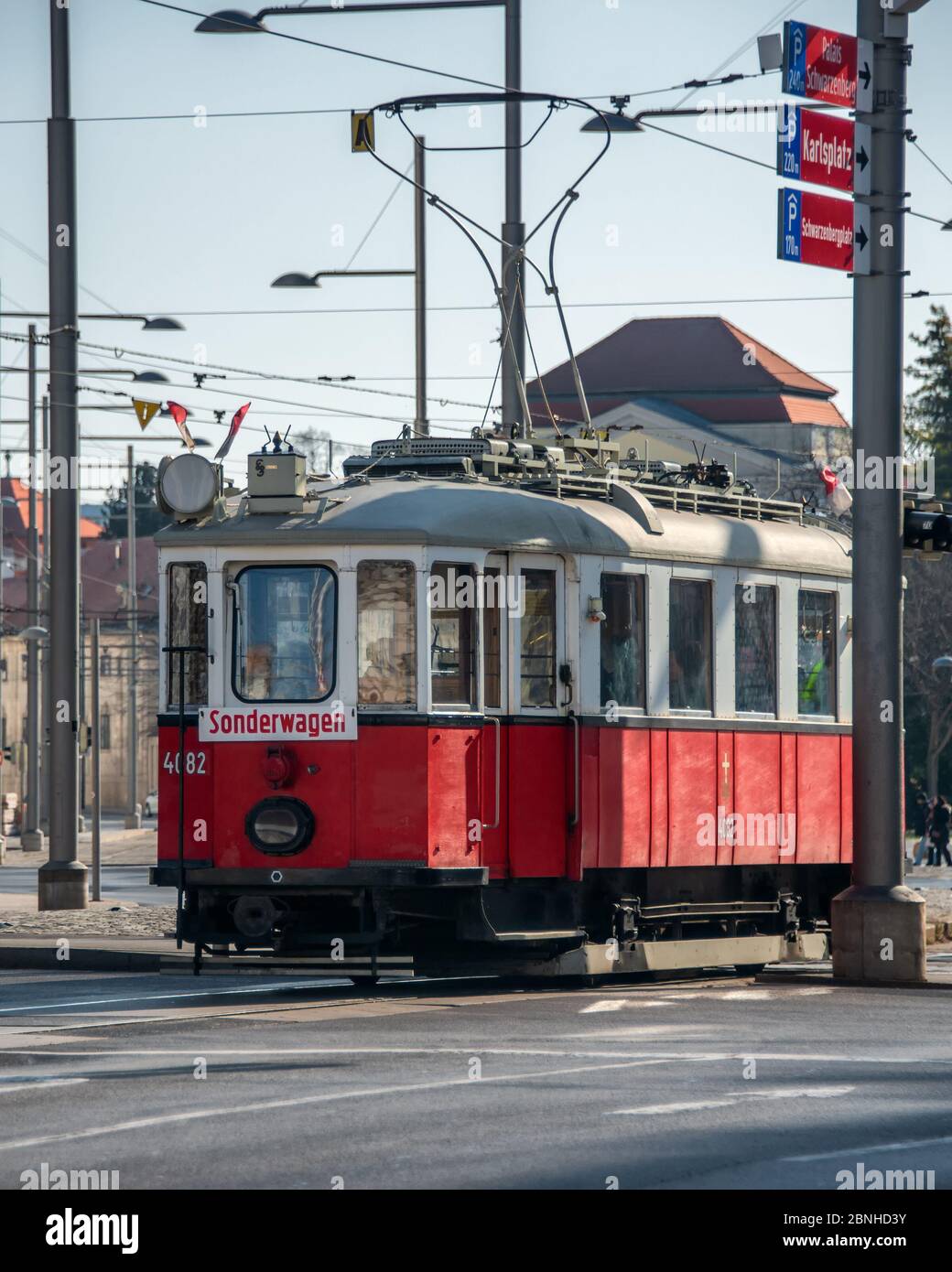 Vintage Vienna Tramway still used for tourists and events Stock Photo ...