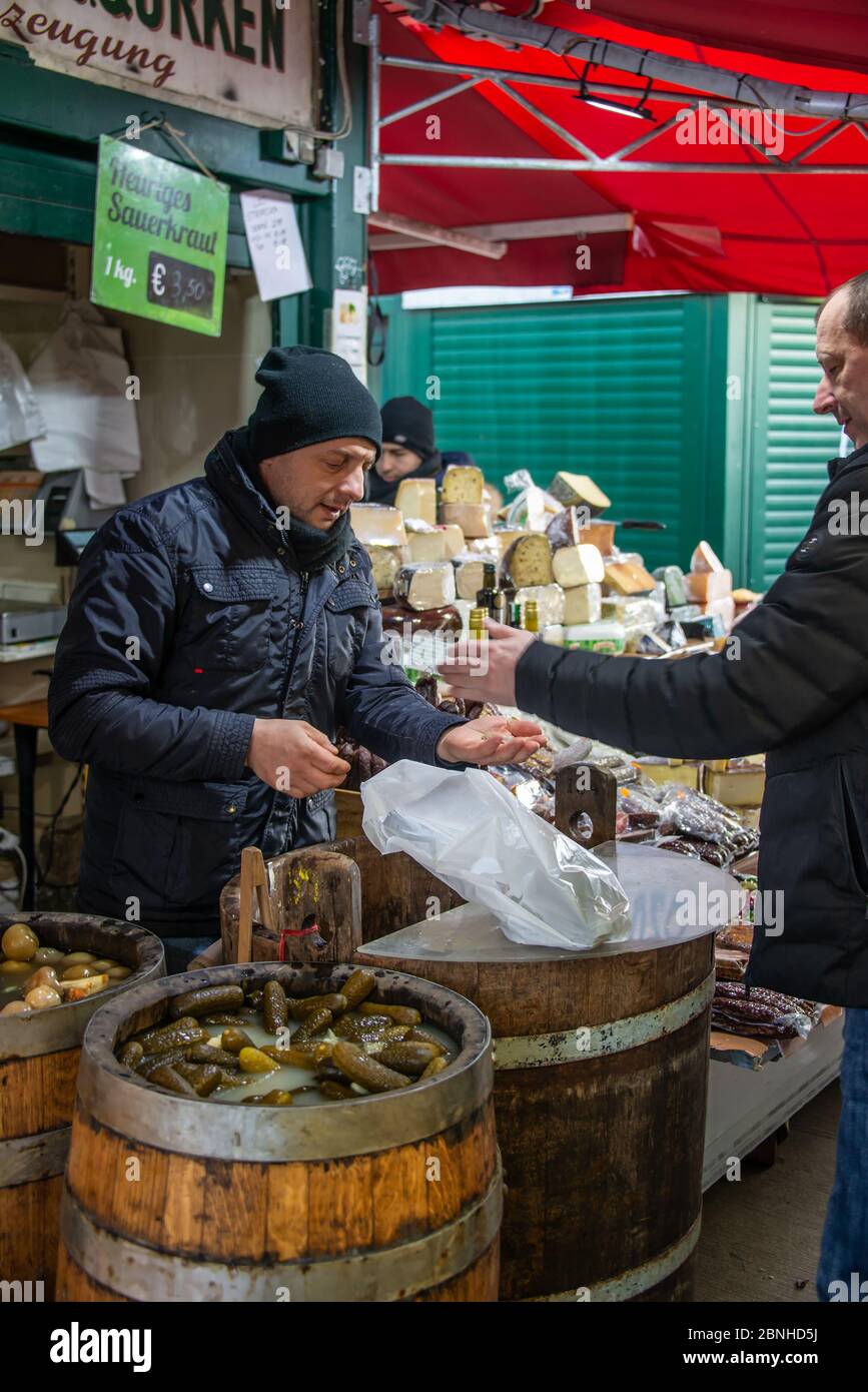 Naschmarkt in Vienna. It is a famous food, souvenir and flea market in ...