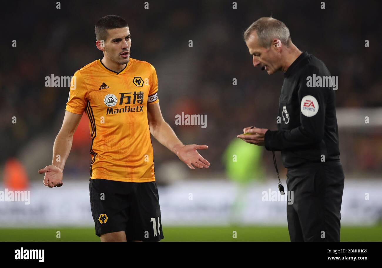 Wolverhampton Wanderers' Conor Coady complains to referee Martin ...