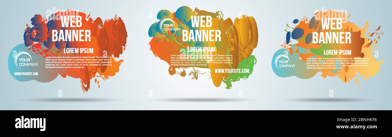 Set of colorful vector splash web banner on gradient background Stock ...