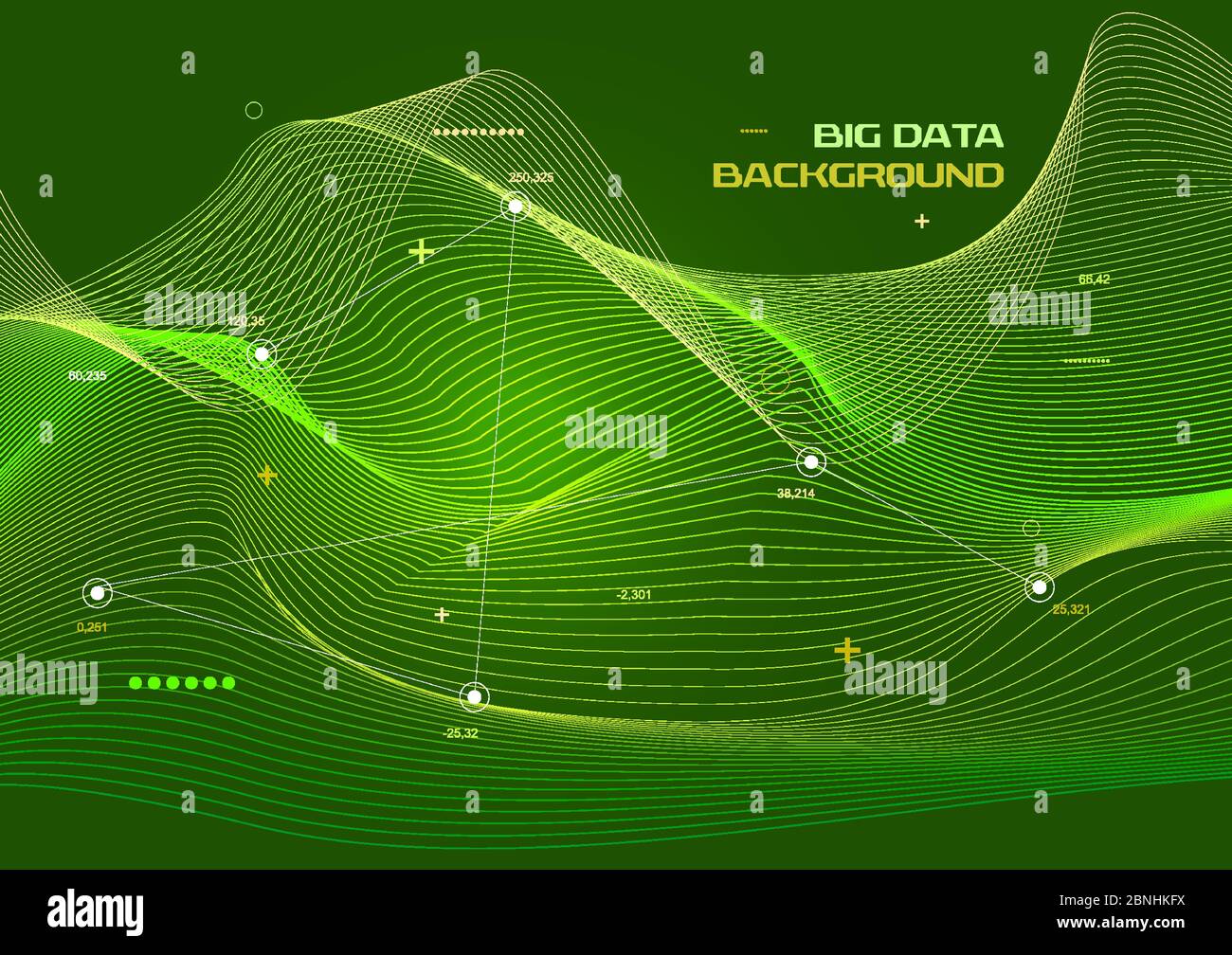 Big data vector background with line wave in green color Stock Vector ...