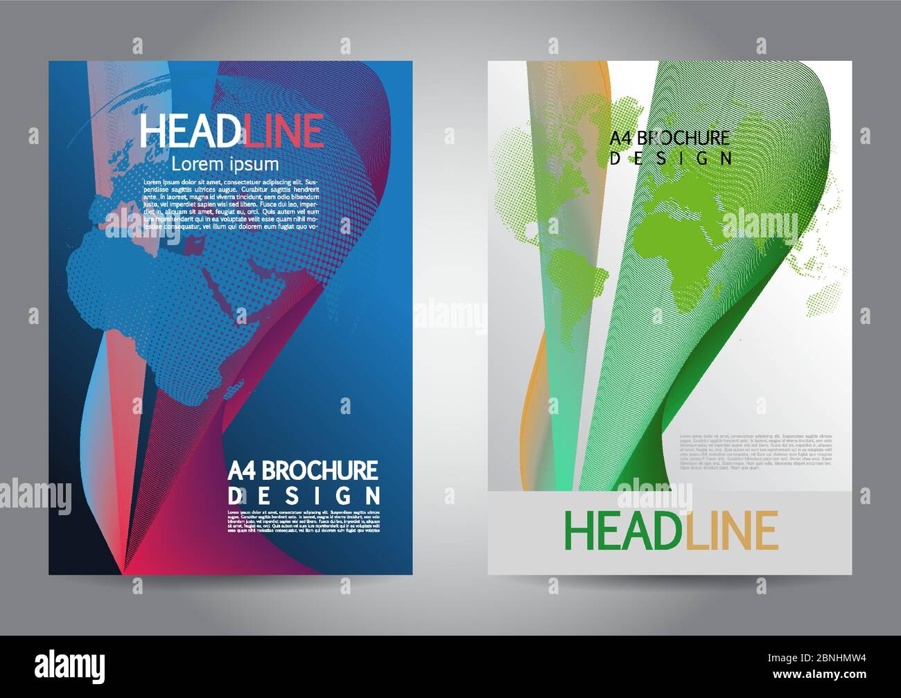Vector template set of two brochure cover design. A4 flyer, corporate ...
