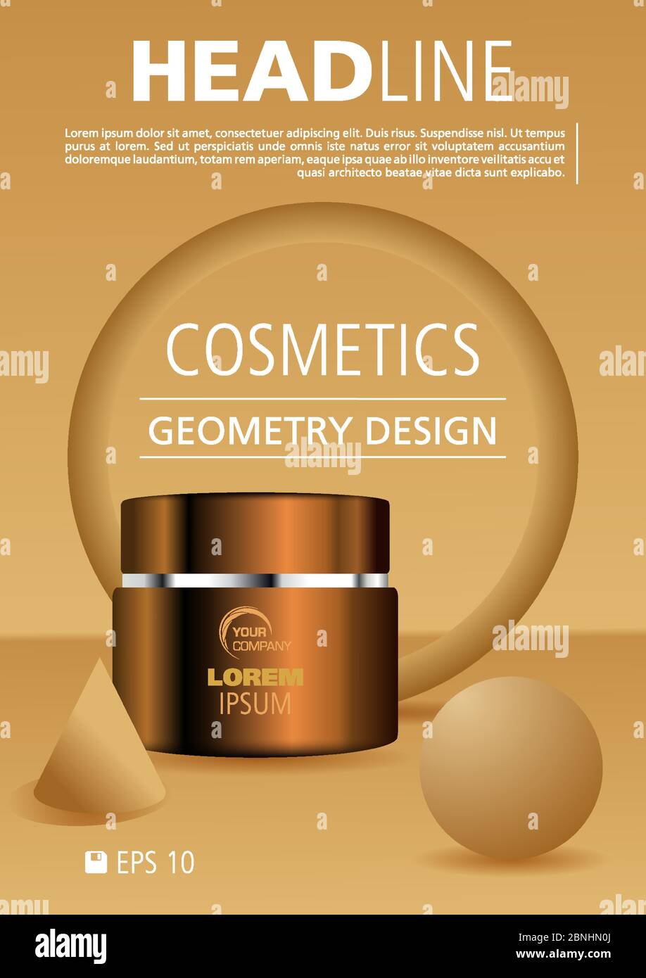 Vector cosmetics flyer advertising template with face, hand cream and ...