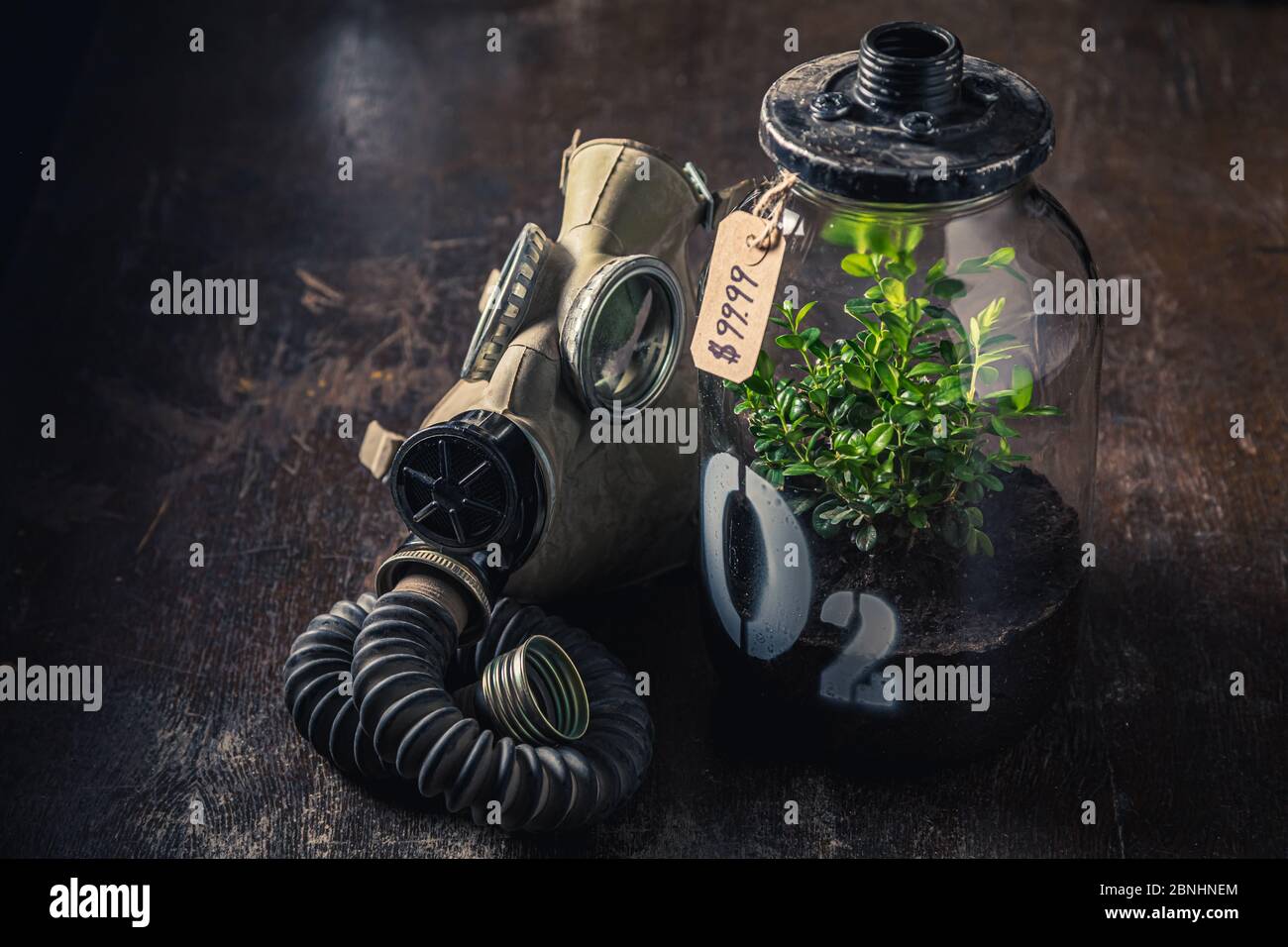 Bizarre oxygen source as air pollution symbol Stock Photo - Alamy