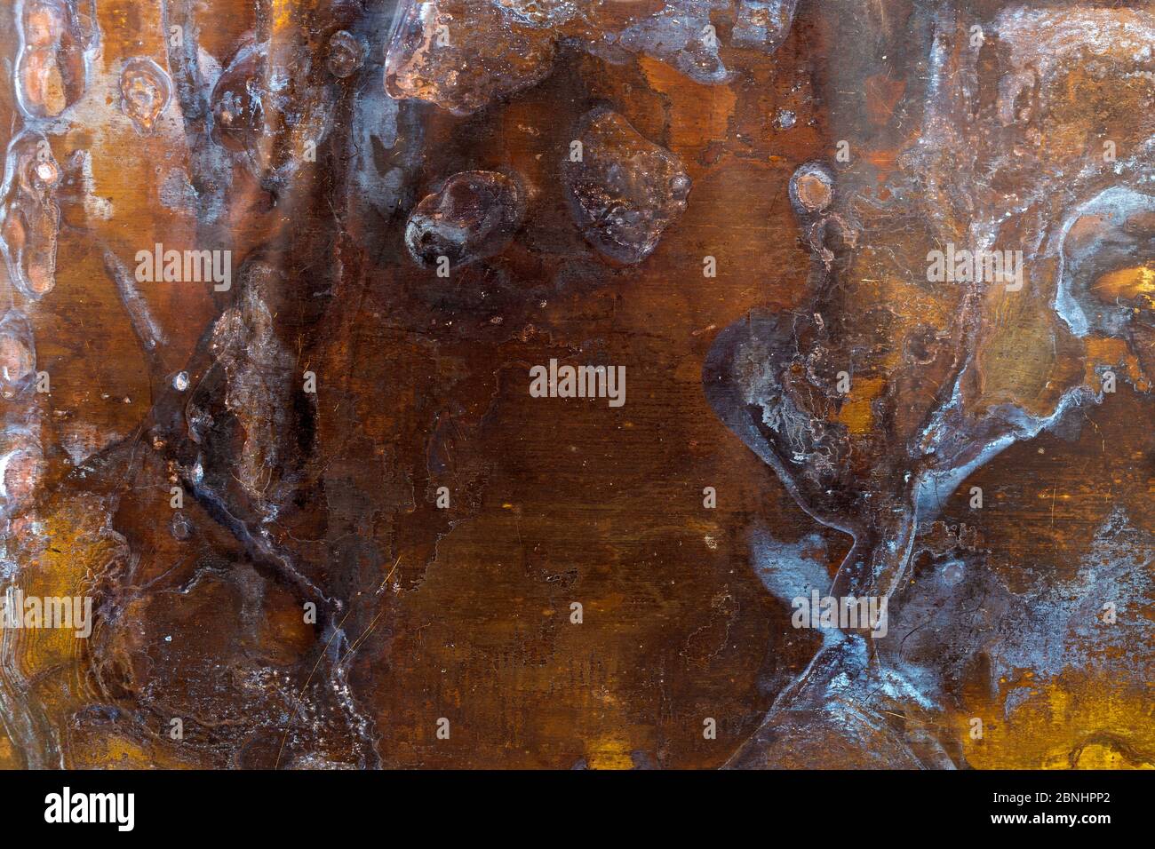 texture and background of oxidated and spotted brass sheet surface ...