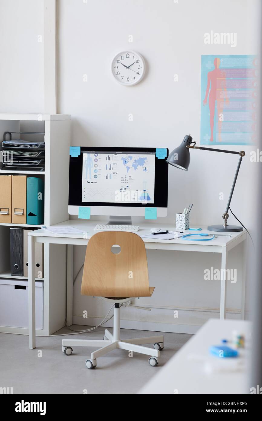 Image of computer monitor with online presentation on the screen on the ...