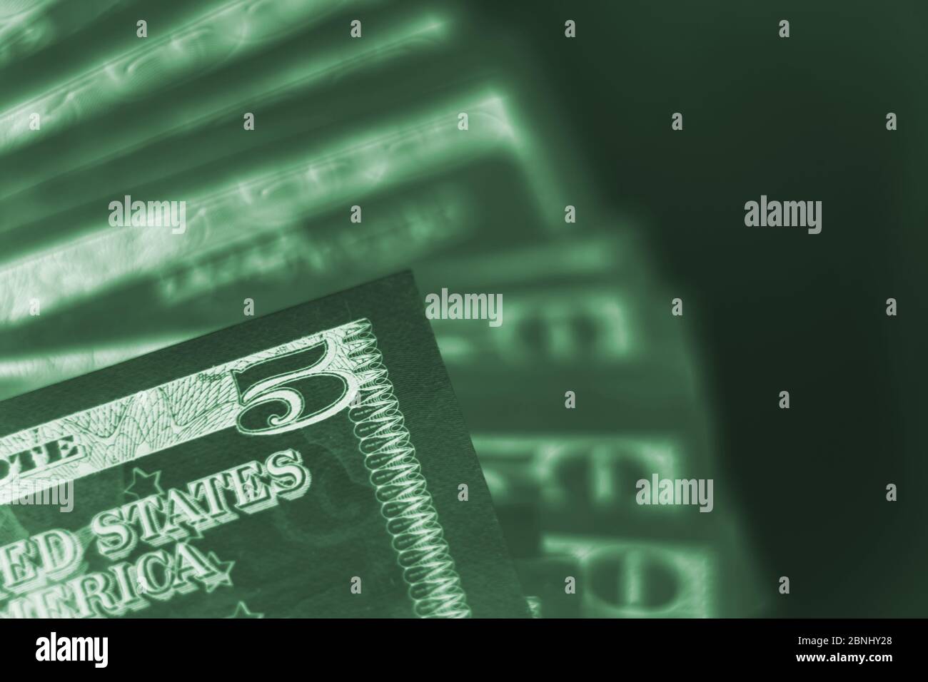 Close up American, US Dollars Cash Money in neon light. Minimalism ...