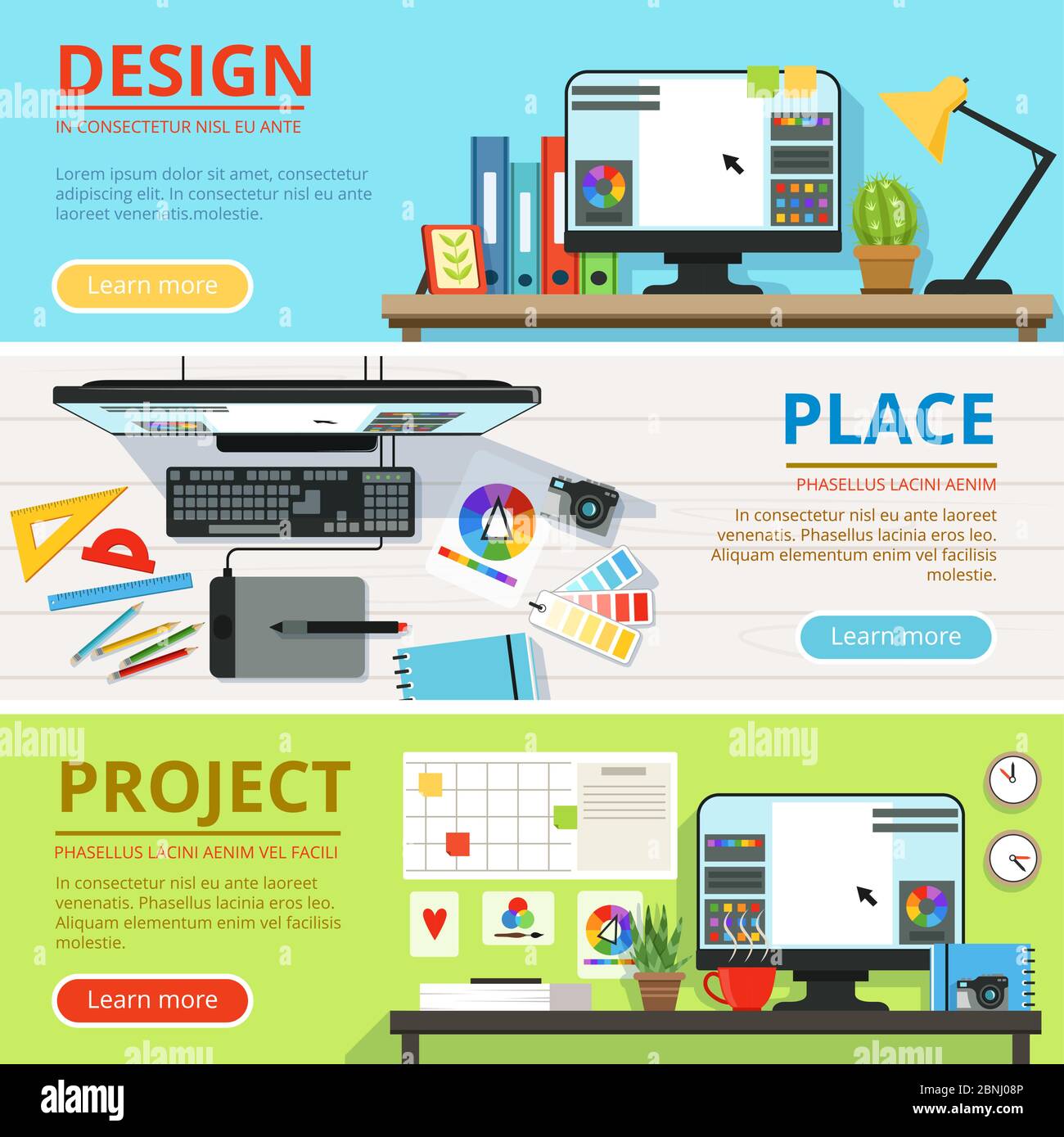 Workspace for computer designers and graphic artists . Horizontal ...