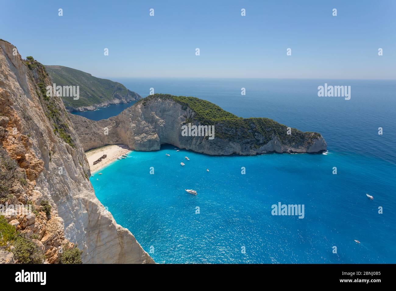 Landscape of a beautiful beach with shipwreck in the island of Zante in ...
