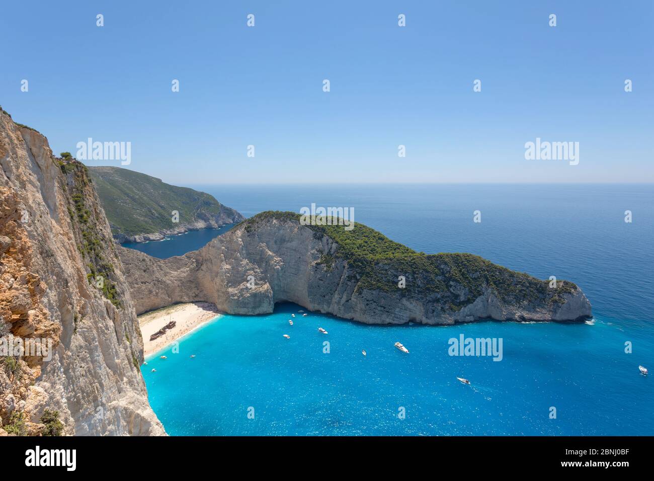 Landscape of a beautiful beach with shipwreck in the island of Zante in ...