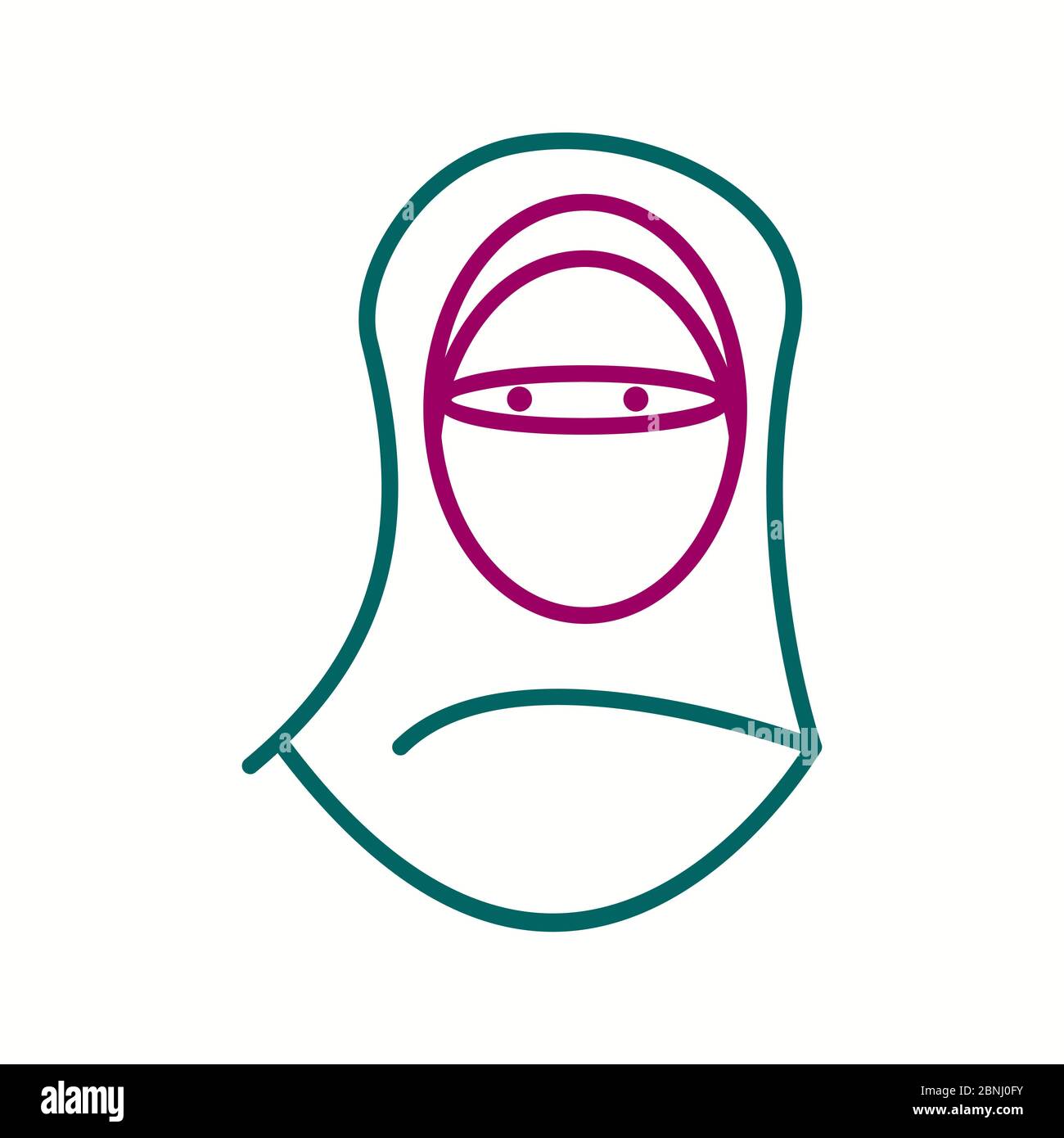Beautiful Women With Niqab Line Vector Icon Stock Vector Image & Art ...