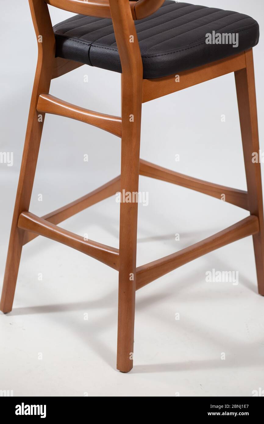 Behind shot of a wooden chair isolated on a white background Stock ...