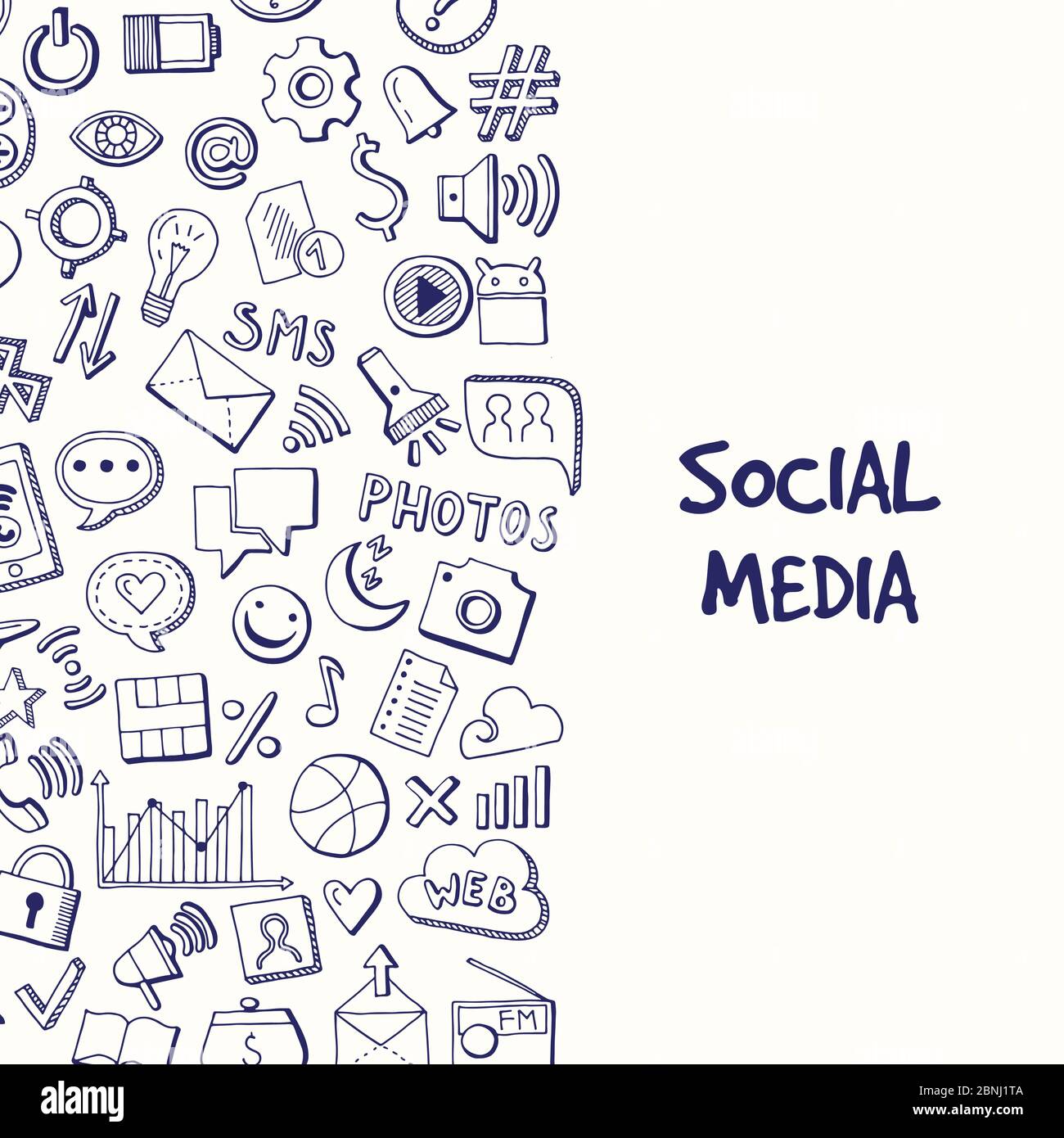 Vector background with social media hand drawn Stock Vector Image & Art ...